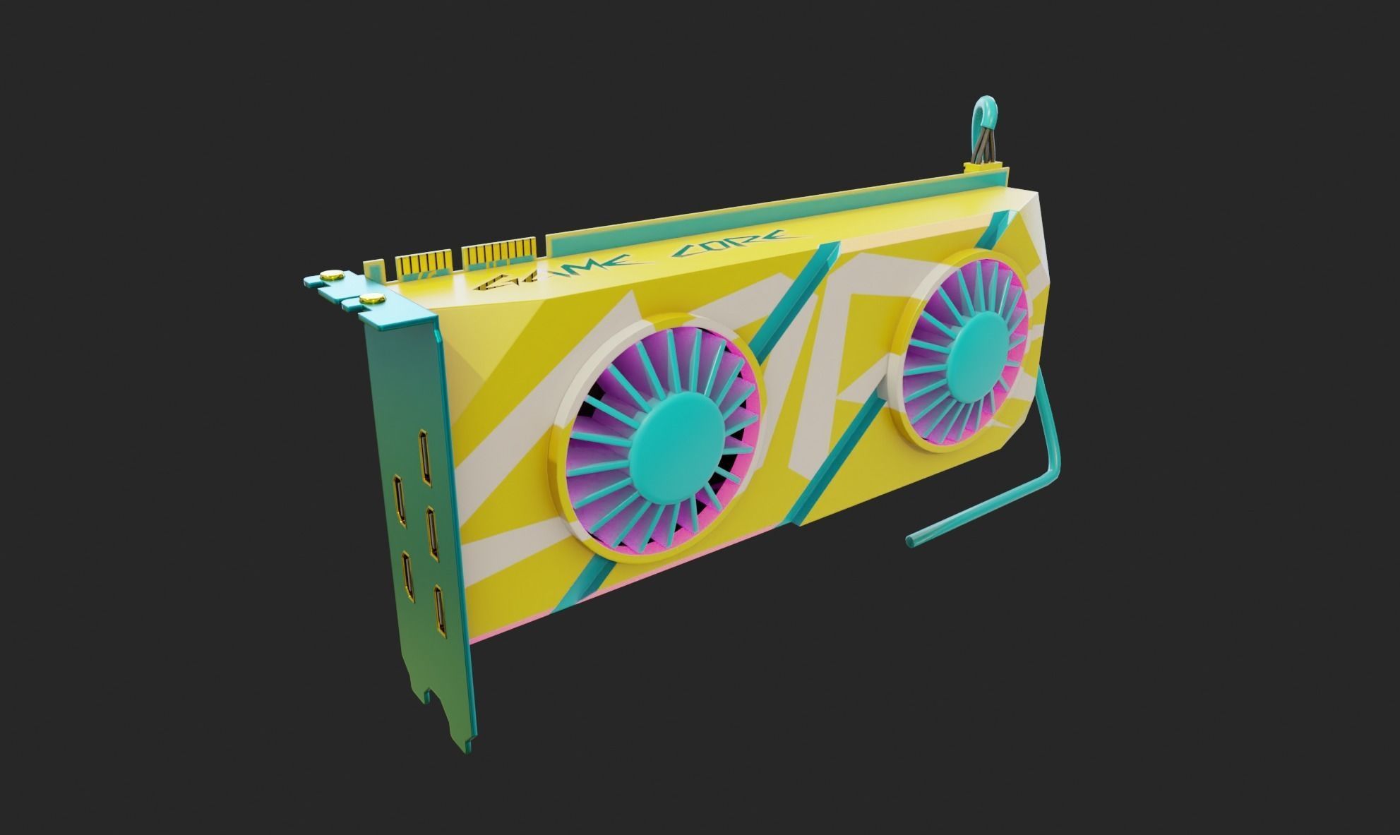 3D model Cyberpunk gpu video card vga theme colorful rgb light VR / AR ...