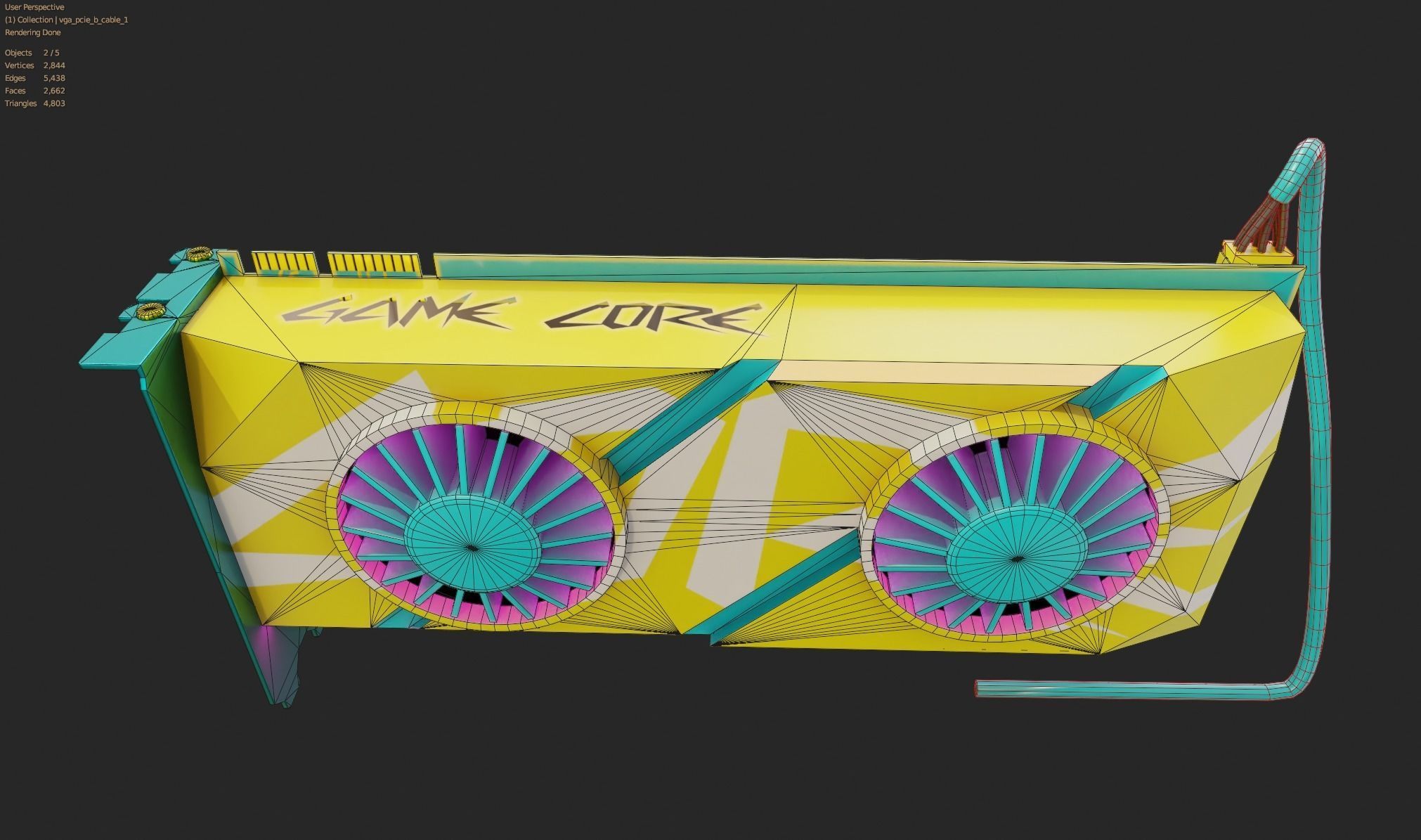 3D model Cyberpunk gpu video card vga theme colorful rgb light VR / AR ...