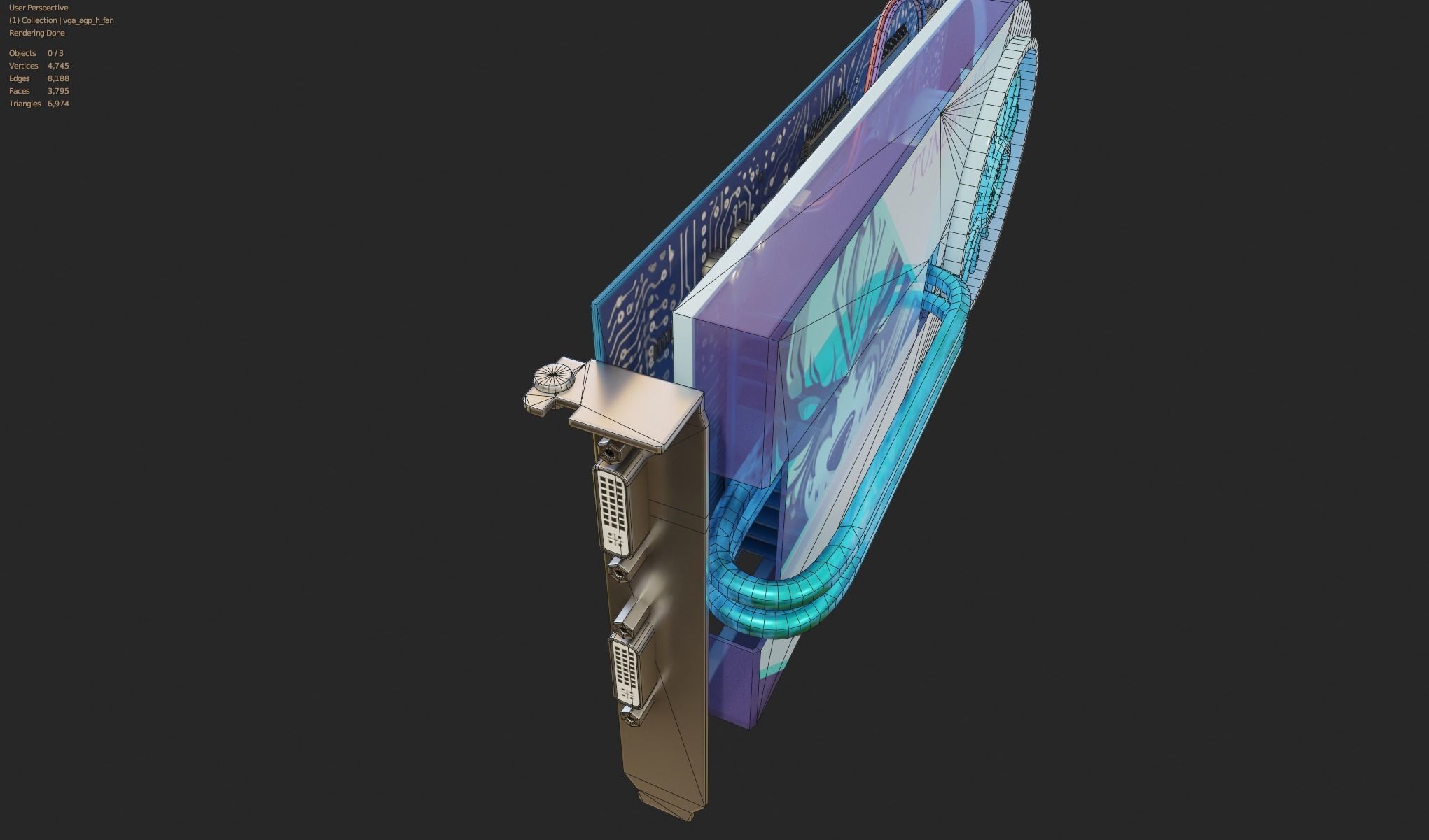 3D model Gpu vga pcie frost ice theme video card graphics card VR / AR ...
