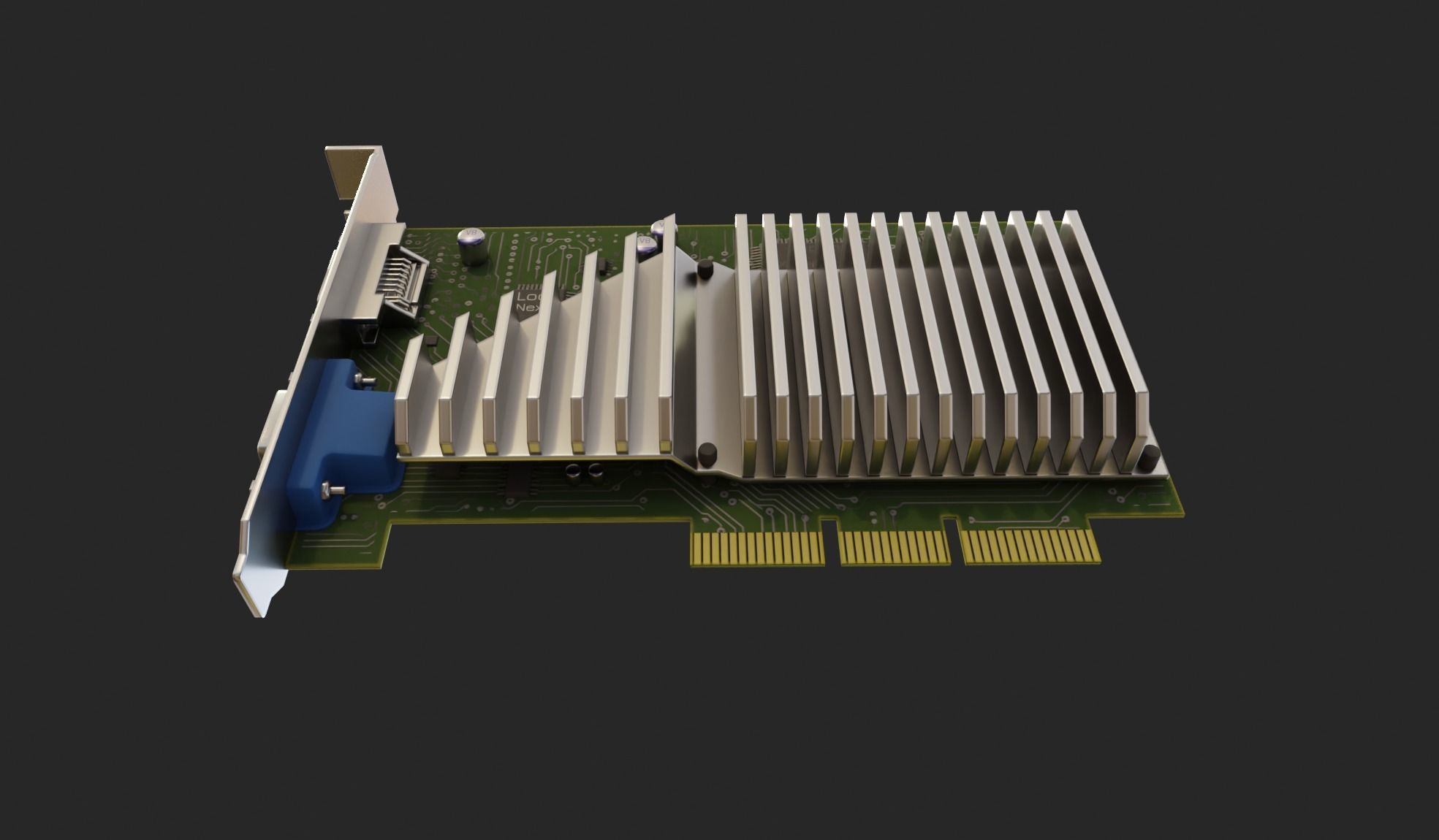 3D model retro video card gpu vga passive without fan VR / AR / low ...