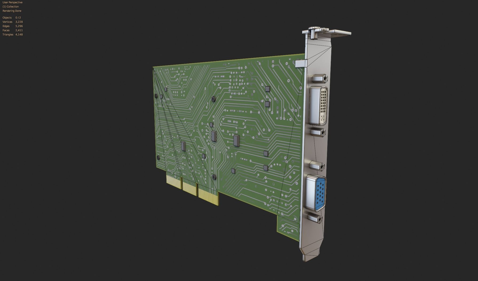 3D model retro video card gpu vga passive without fan VR / AR / low ...