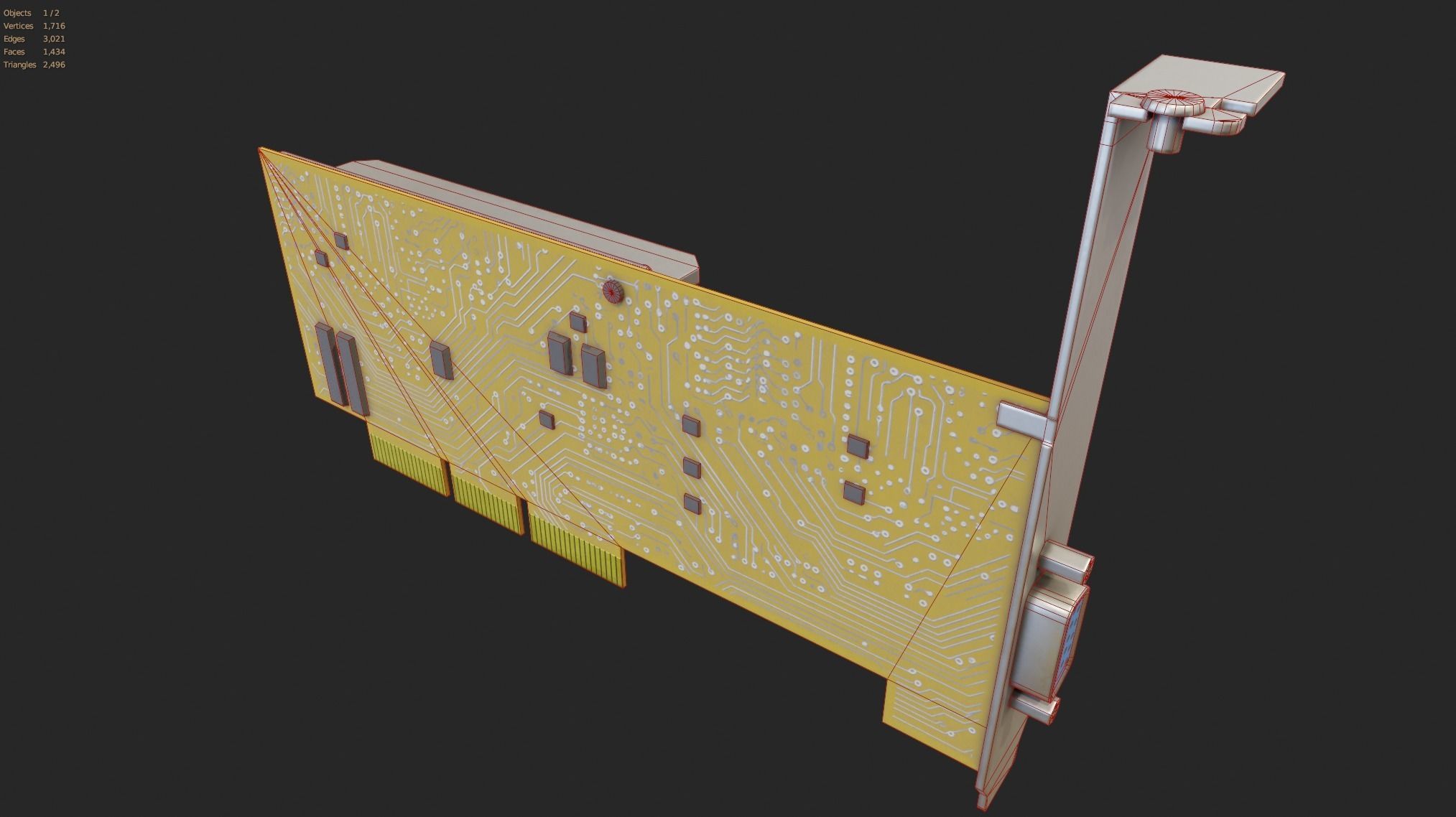 3D model retro gpu without fan video card computer part VR / AR / low ...