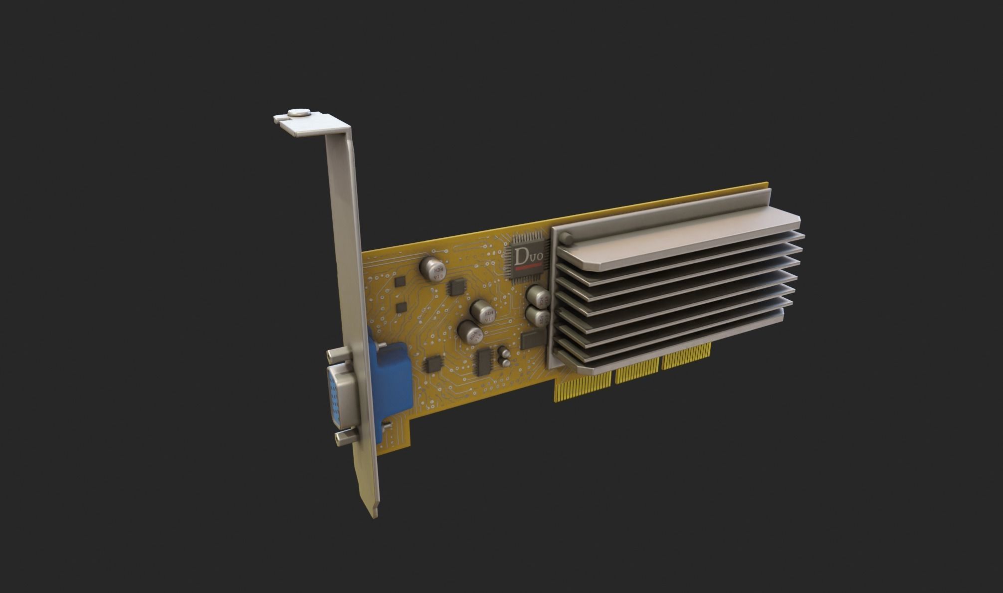 3D model retro gpu without fan video card computer part VR / AR / low ...