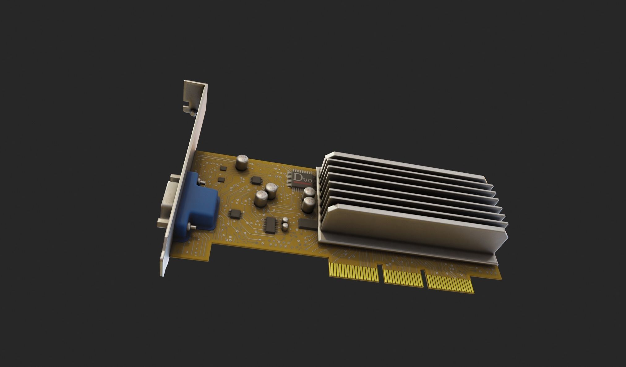 3d Model Retro Gpu Without Fan Video Card Computer Part Vr Ar Low