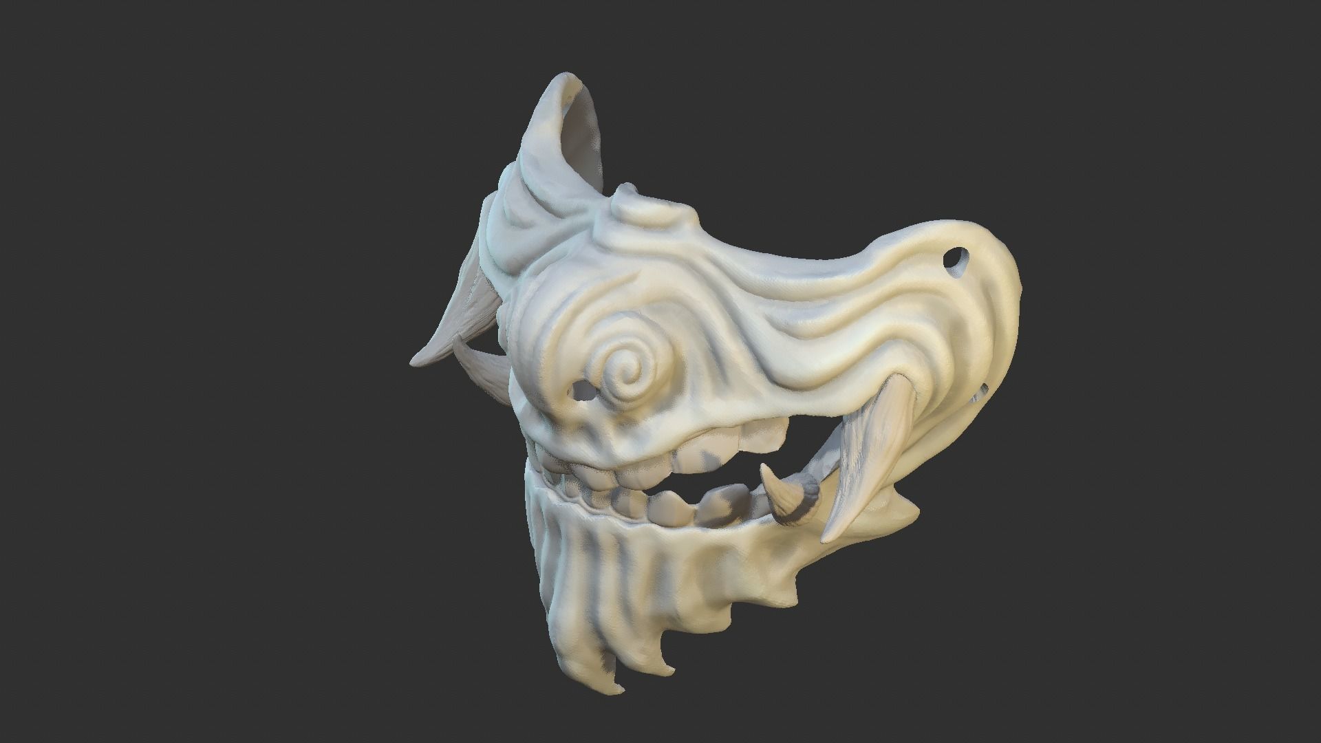 Oni Mask 2 Demon Half Face 3D model 3D printable | CGTrader