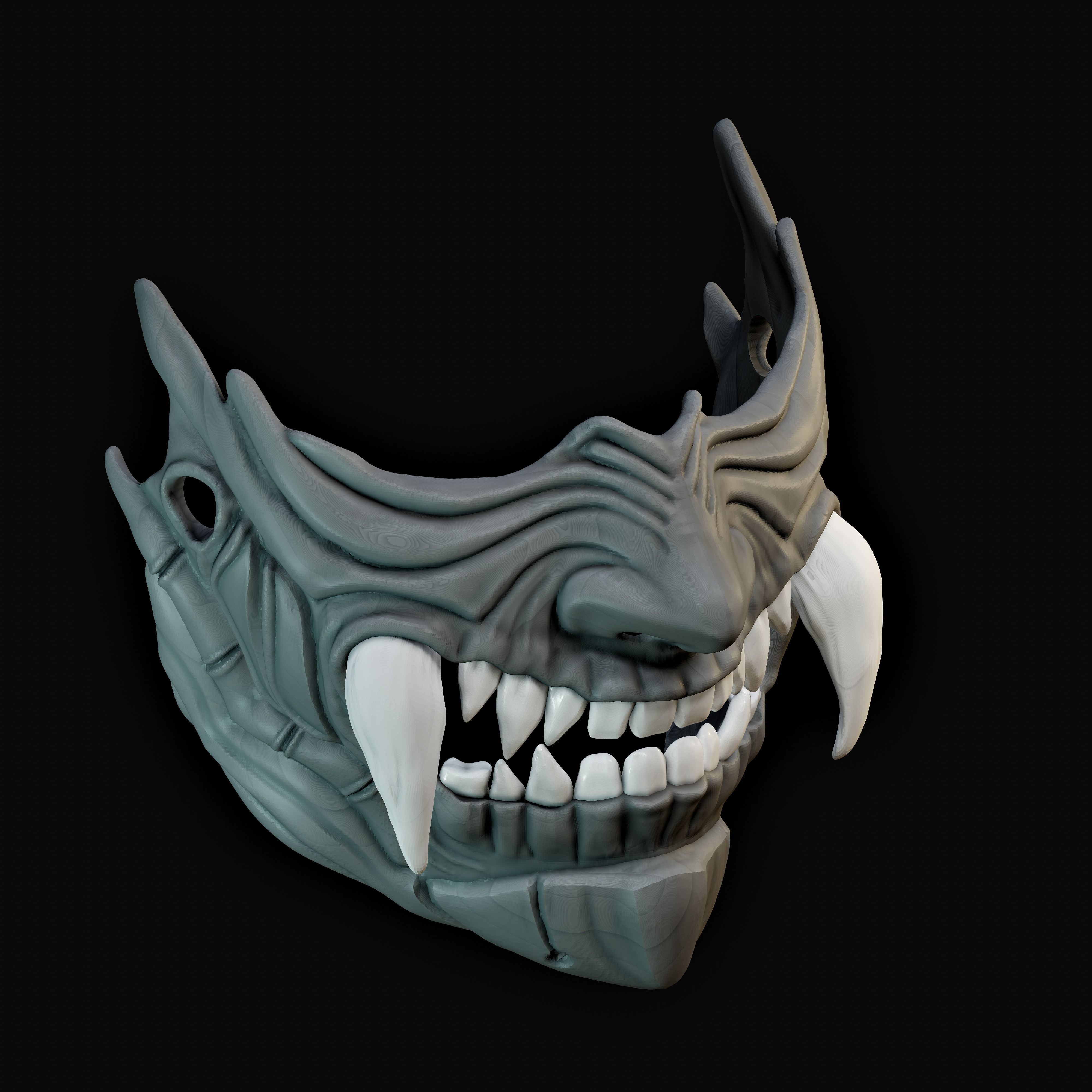 Oni Mask 15 Demon Half Face 3D model 3D printable | CGTrader