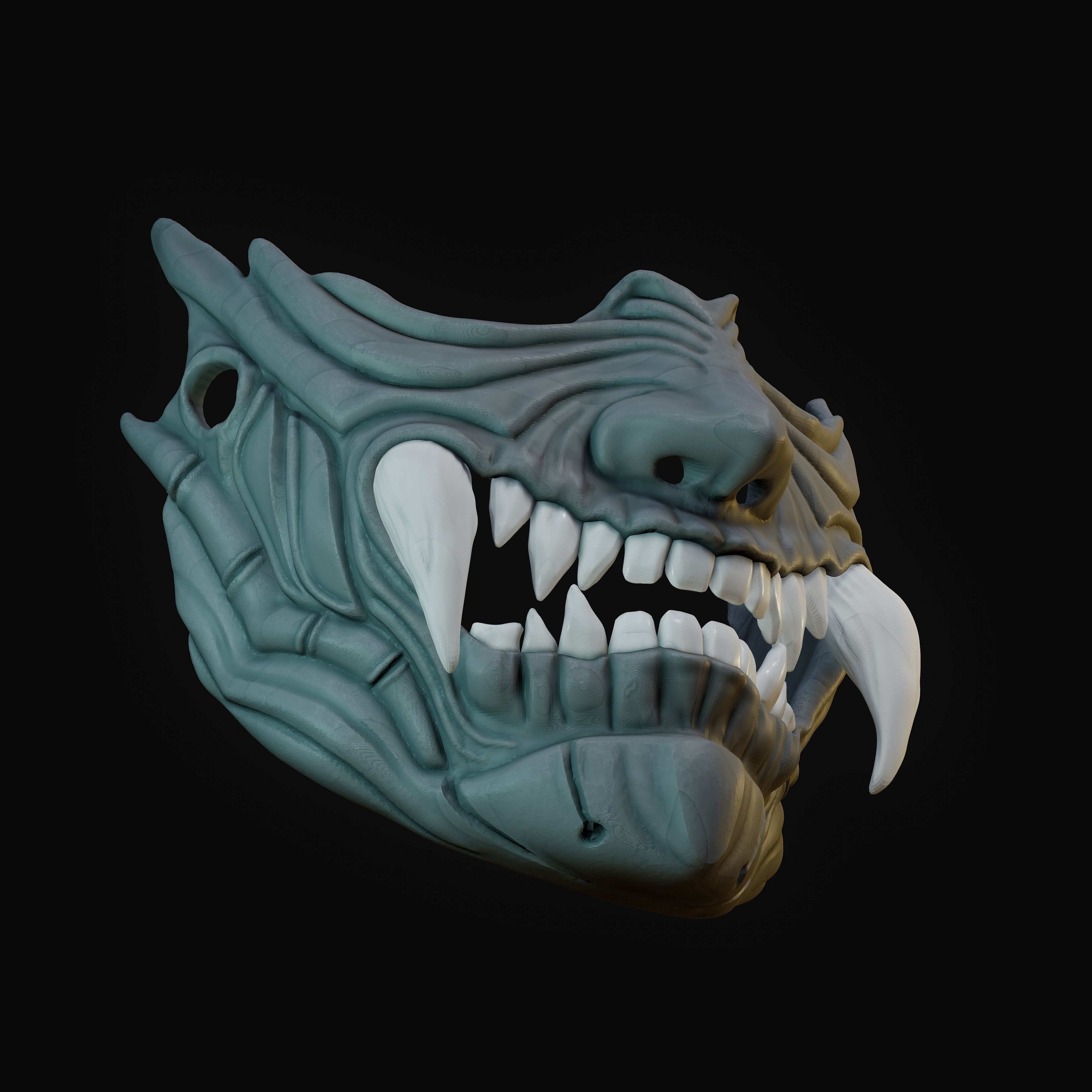 Oni Mask 15 Demon Half Face 3D model 3D printable | CGTrader
