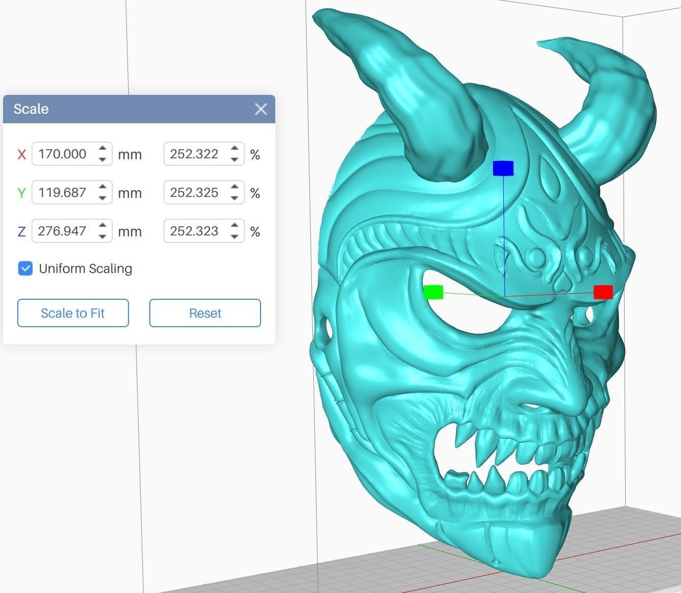 Oni Mask 14 Demon Demon Horn 3D model 3D printable | CGTrader
