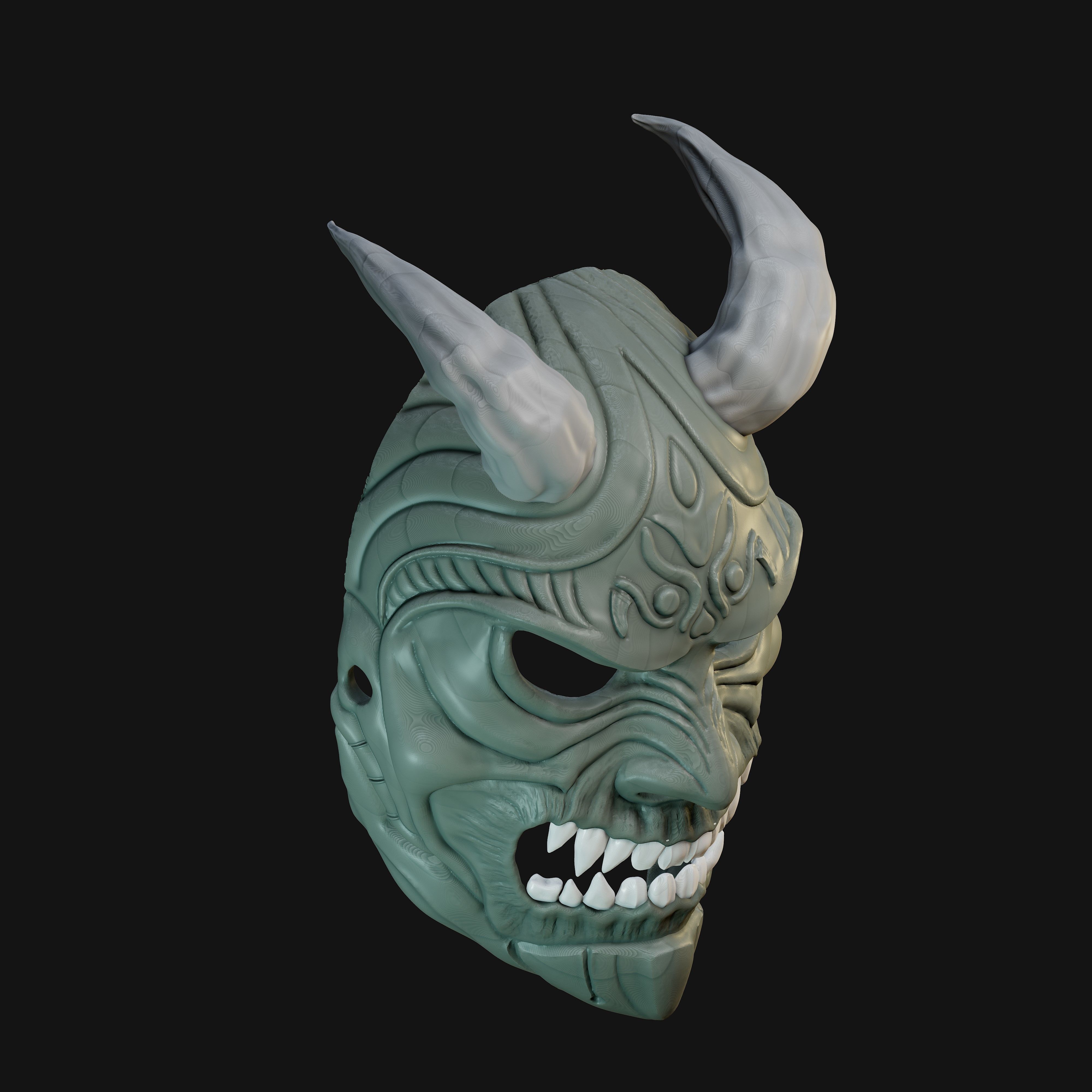 Oni Mask 14 Demon Demon Horn 3D model 3D printable | CGTrader