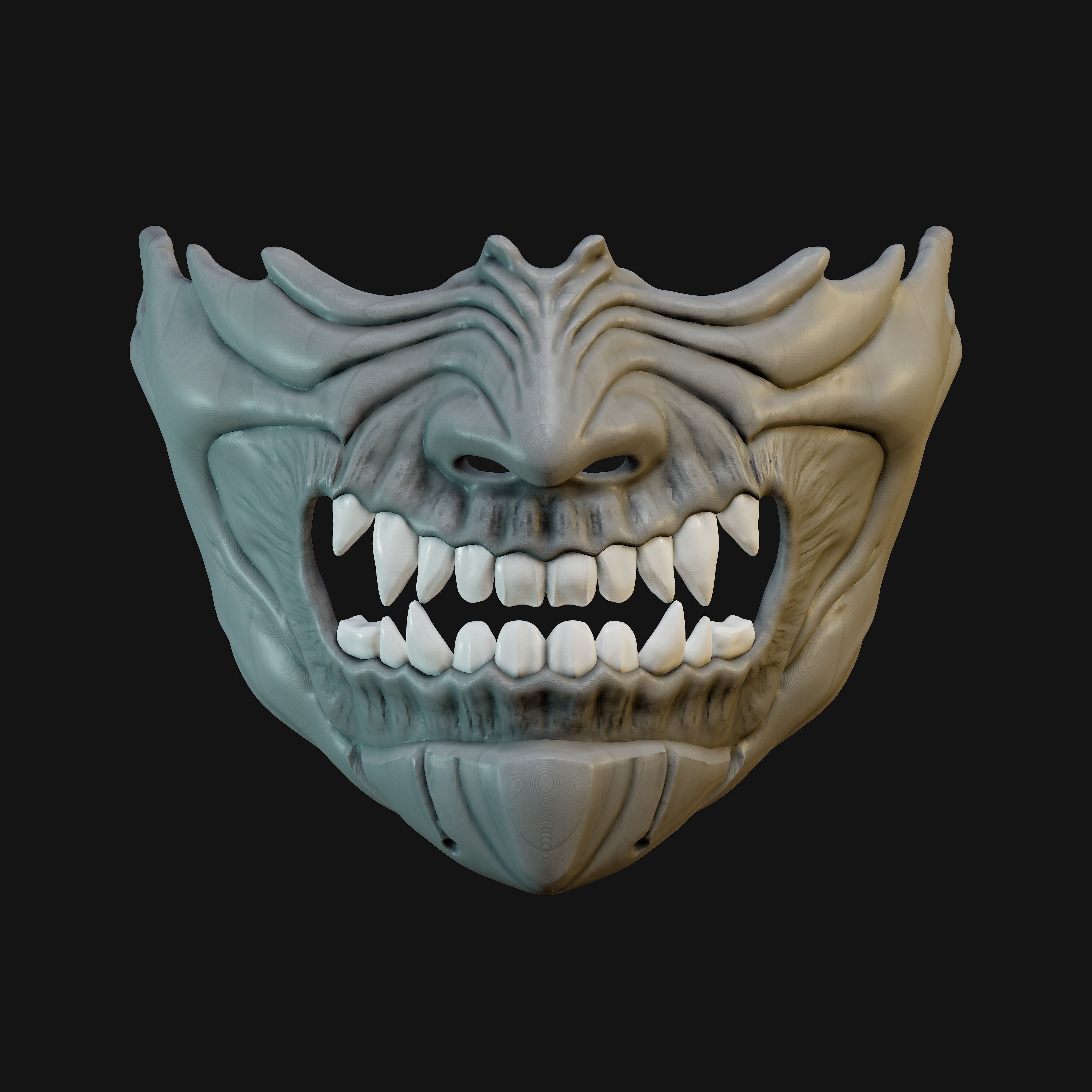 Oni Mask 14 Demon Half Face 3D model 3D printable | CGTrader