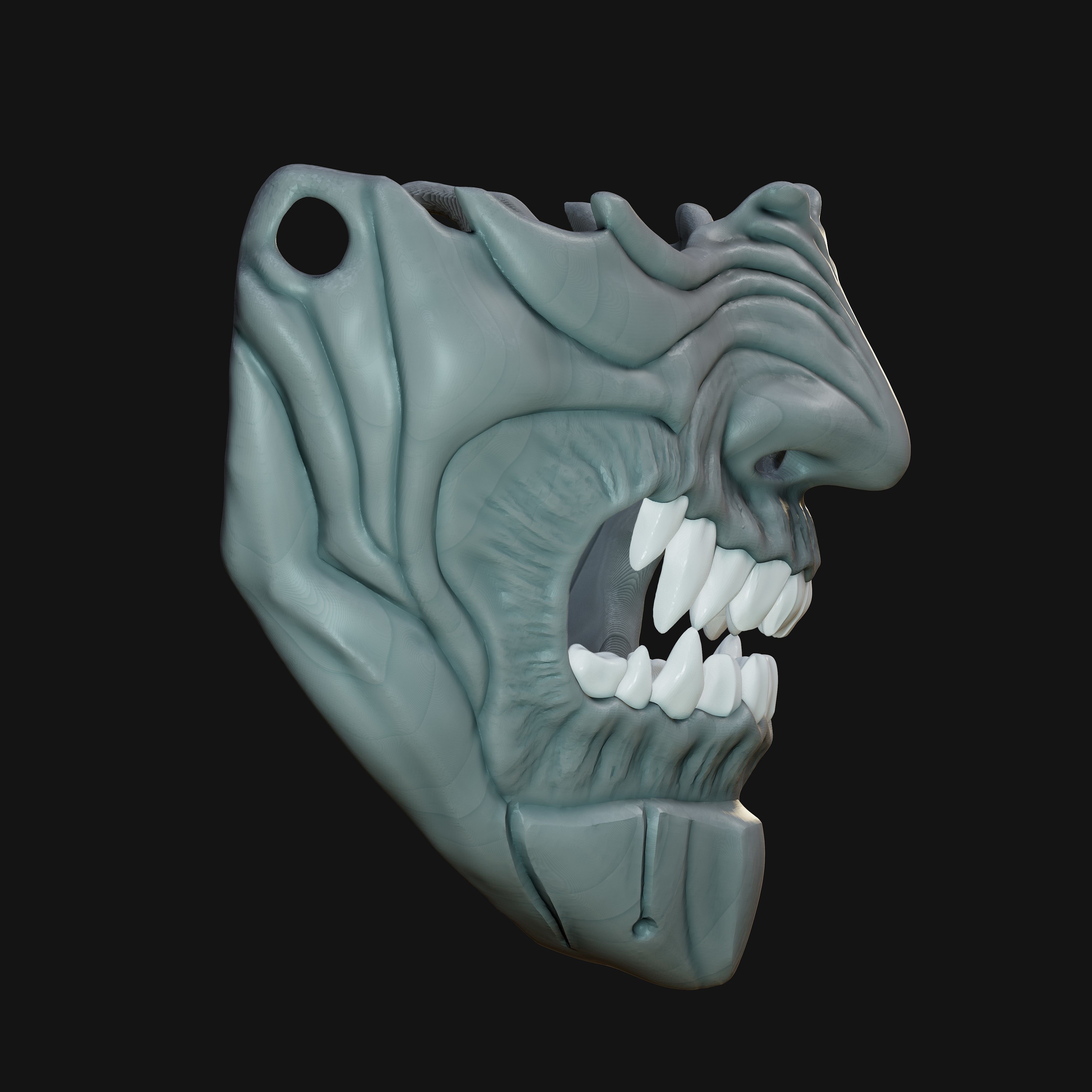 Oni Mask 14 Demon Half Face 3D model 3D printable | CGTrader
