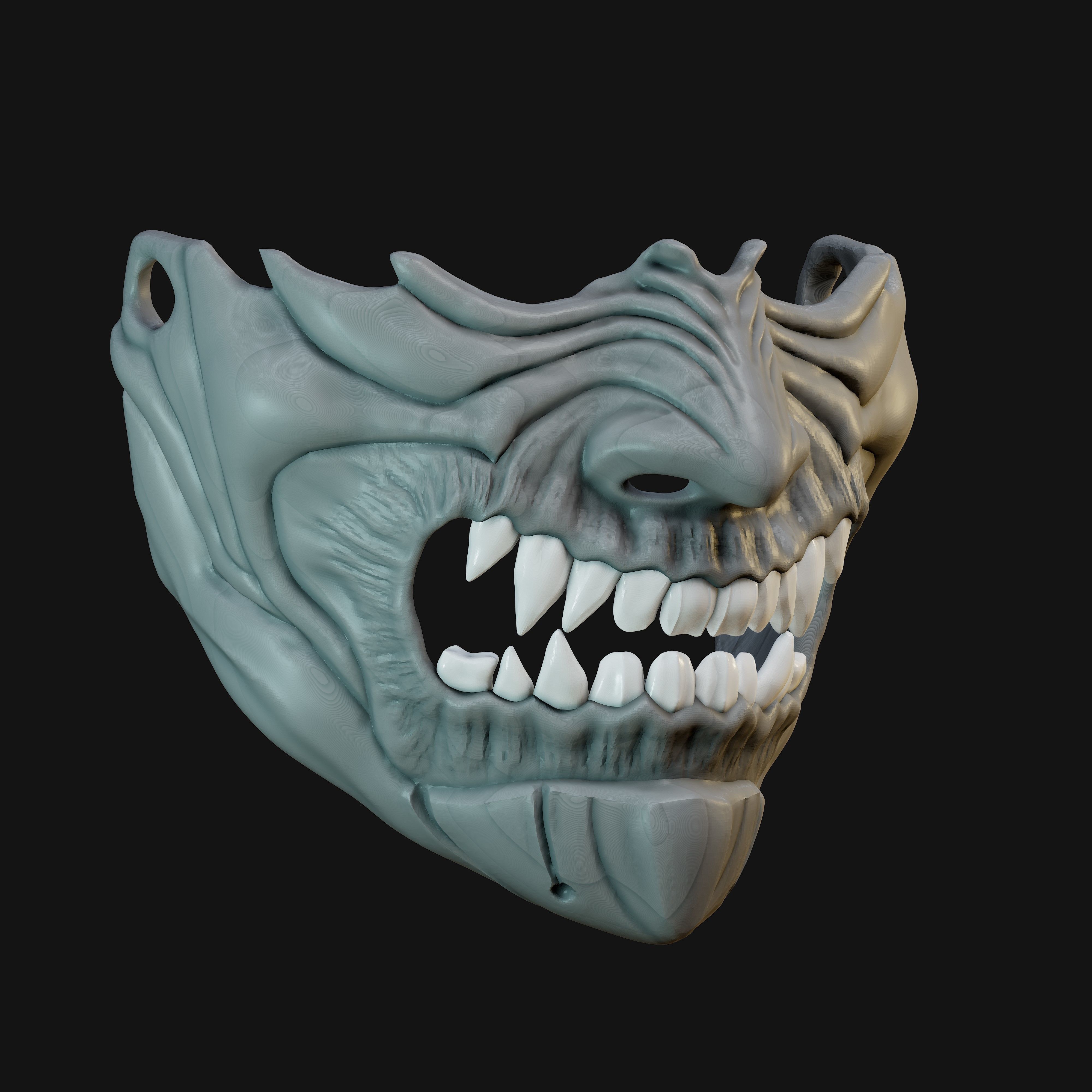 Oni Mask 14 Demon Half Face 3D model 3D printable | CGTrader