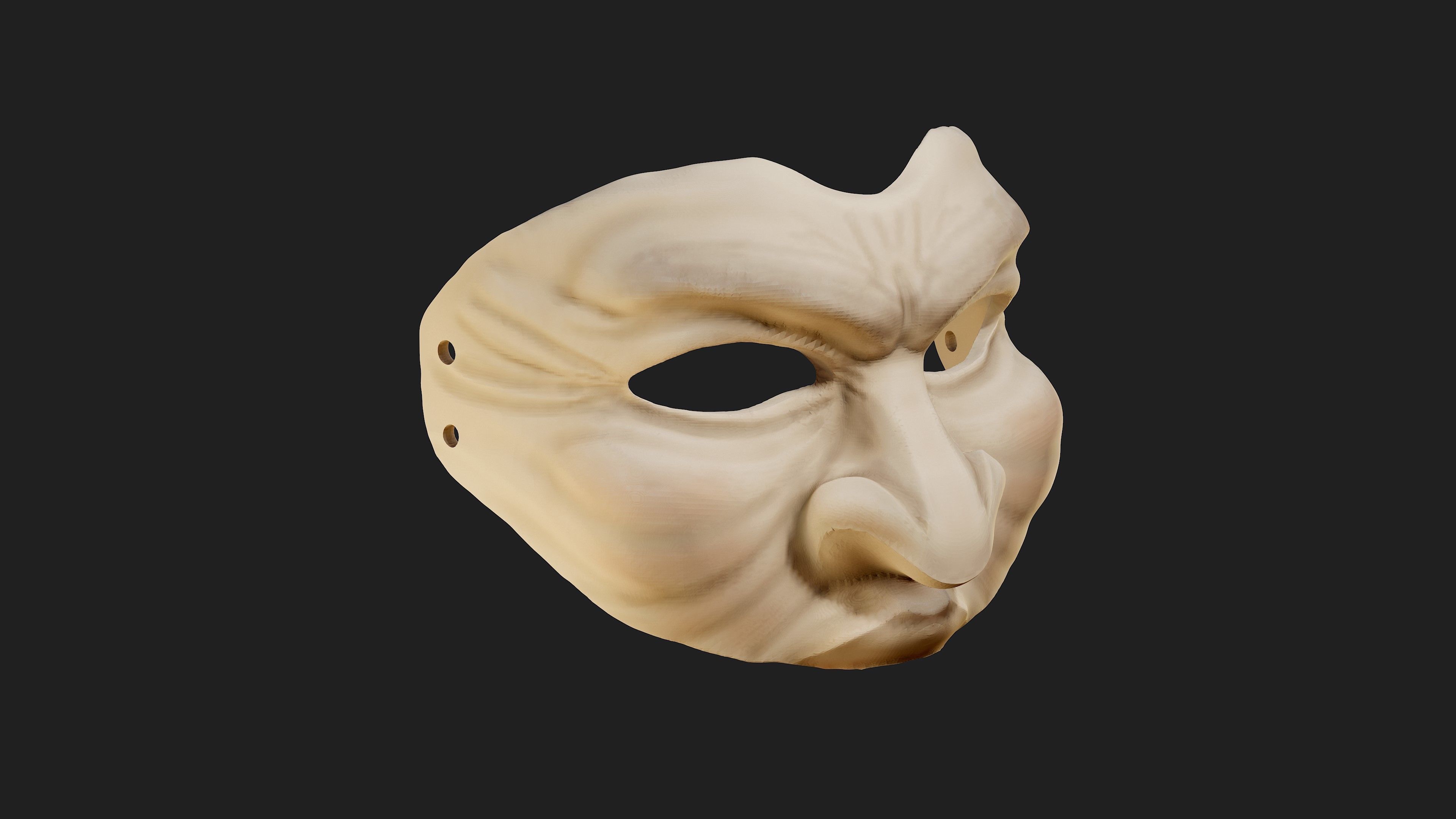 Oni Mask 13 Angry Demon Half Face 3D model 3D printable | CGTrader