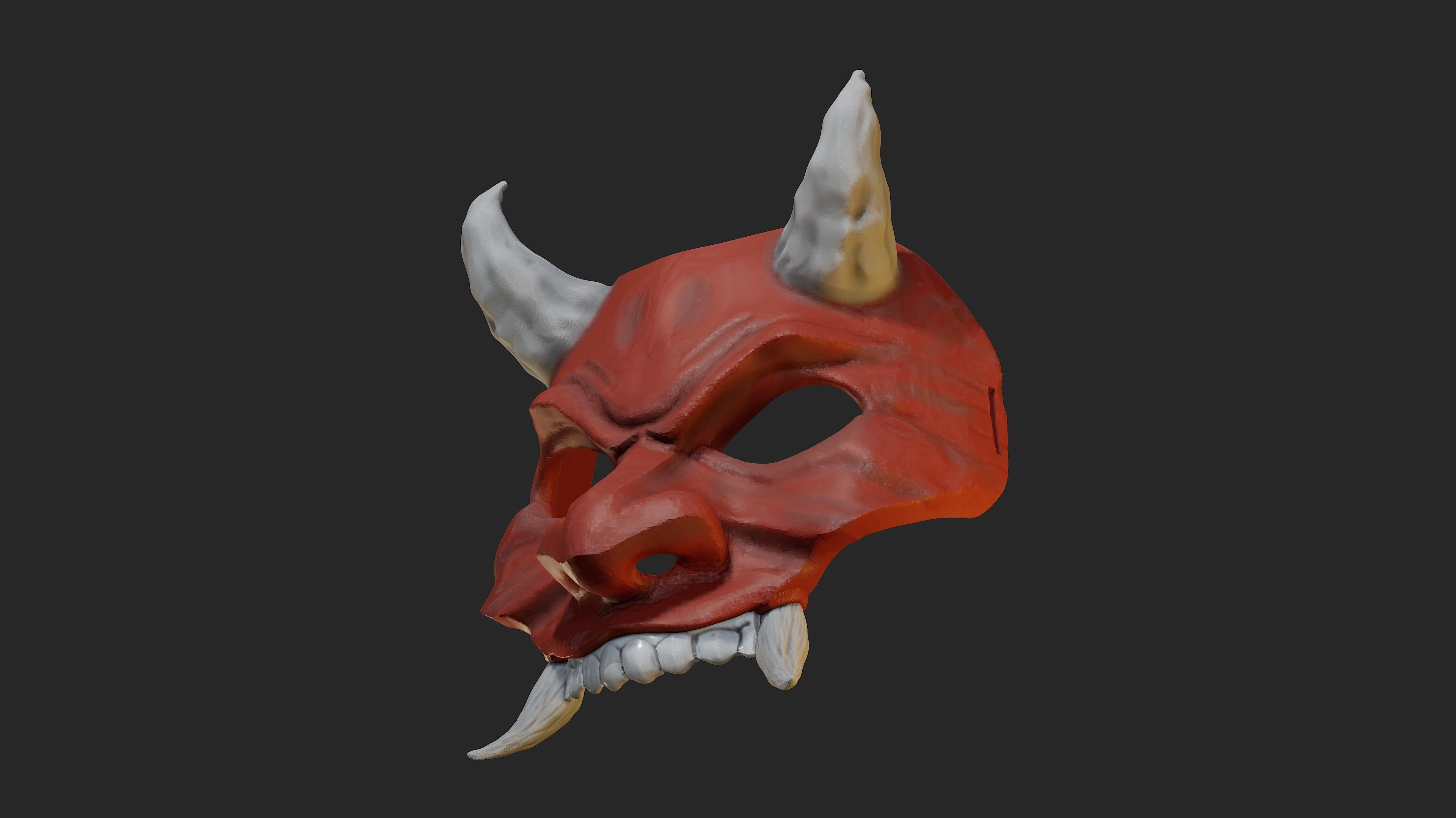 Oni Mask 9 Demon Half Face 3D model 3D printable | CGTrader