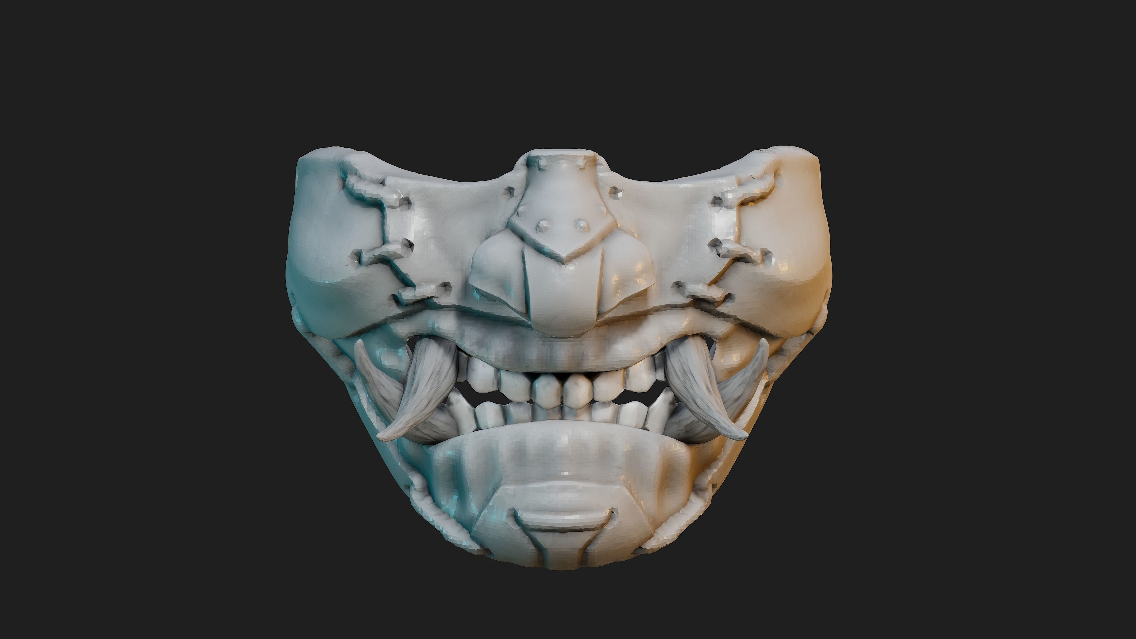 Oni Mask 7 Half Face Low Version 3D model 3D printable | CGTrader