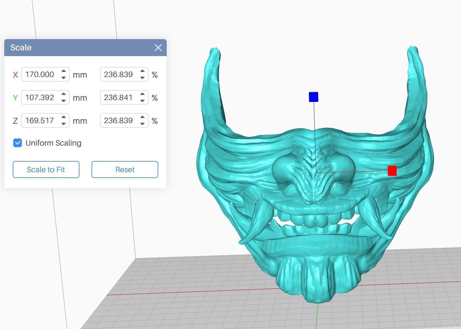 Hannya Samurai Oni Half Mask 3D model 3D printable | CGTrader