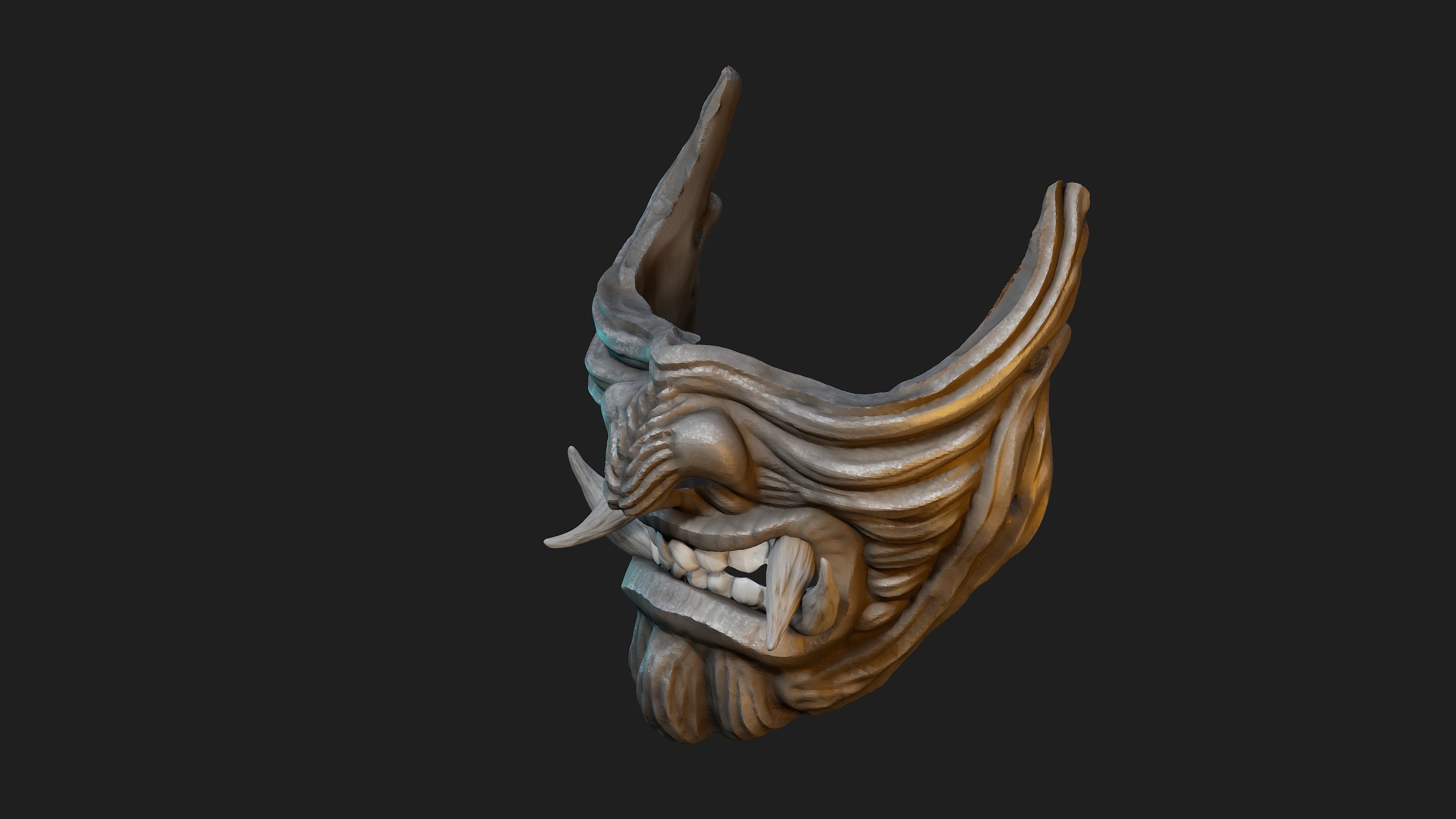 Hannya Samurai Oni Half Mask 3D model 3D printable | CGTrader