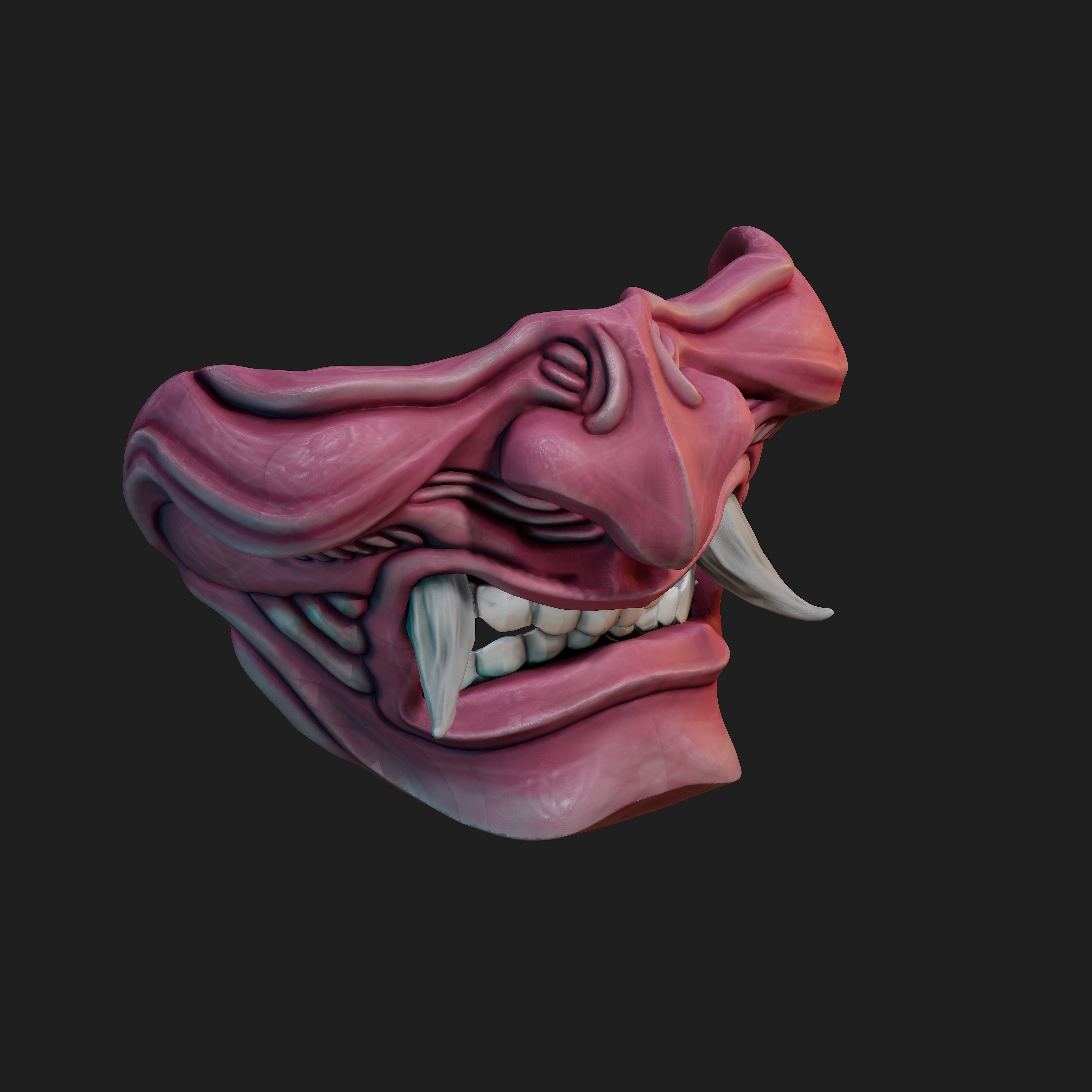 Hannya Samurai Oni Half Mask 3D model 3D printable | CGTrader