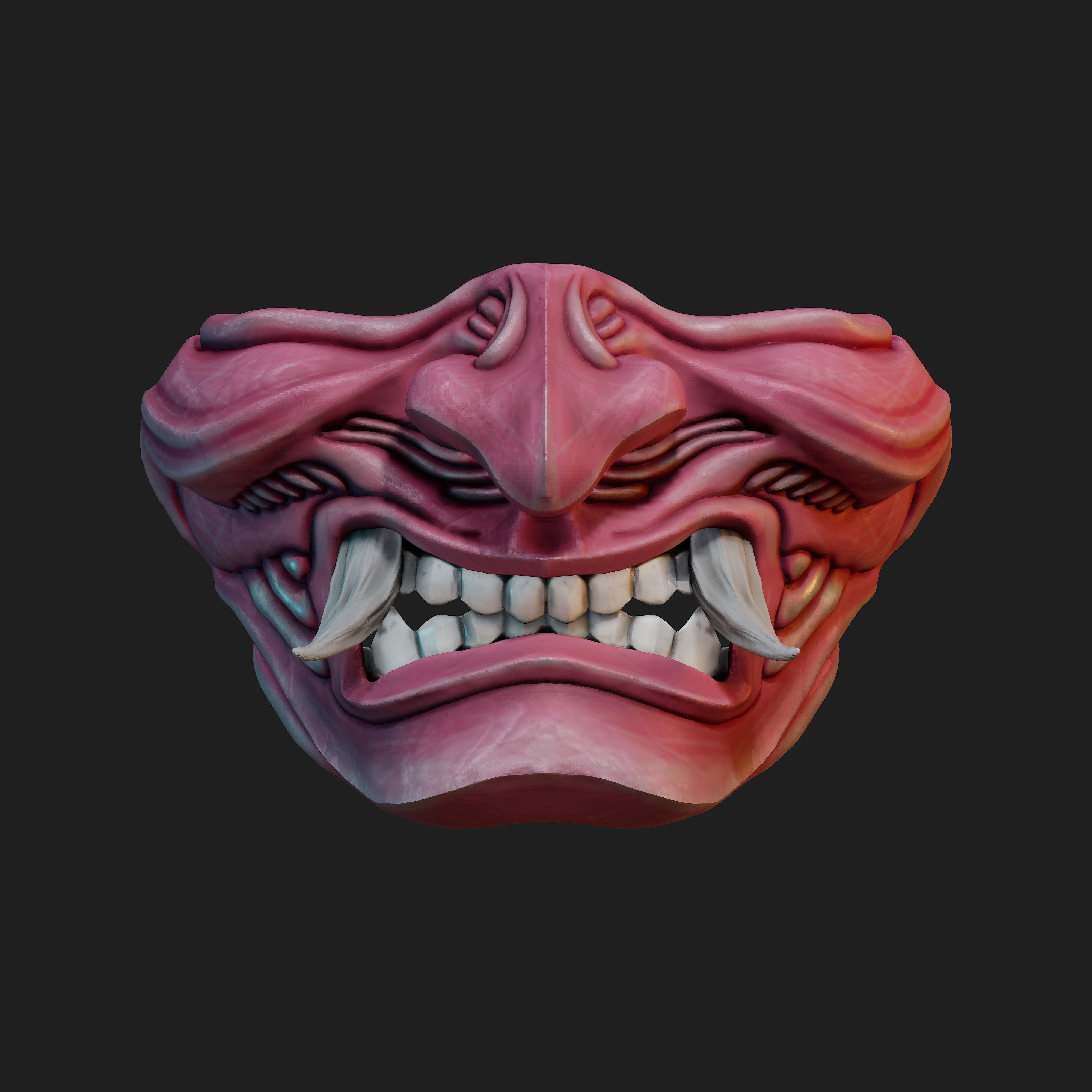 Hannya Samurai Oni Half Mask 3D model 3D printable | CGTrader