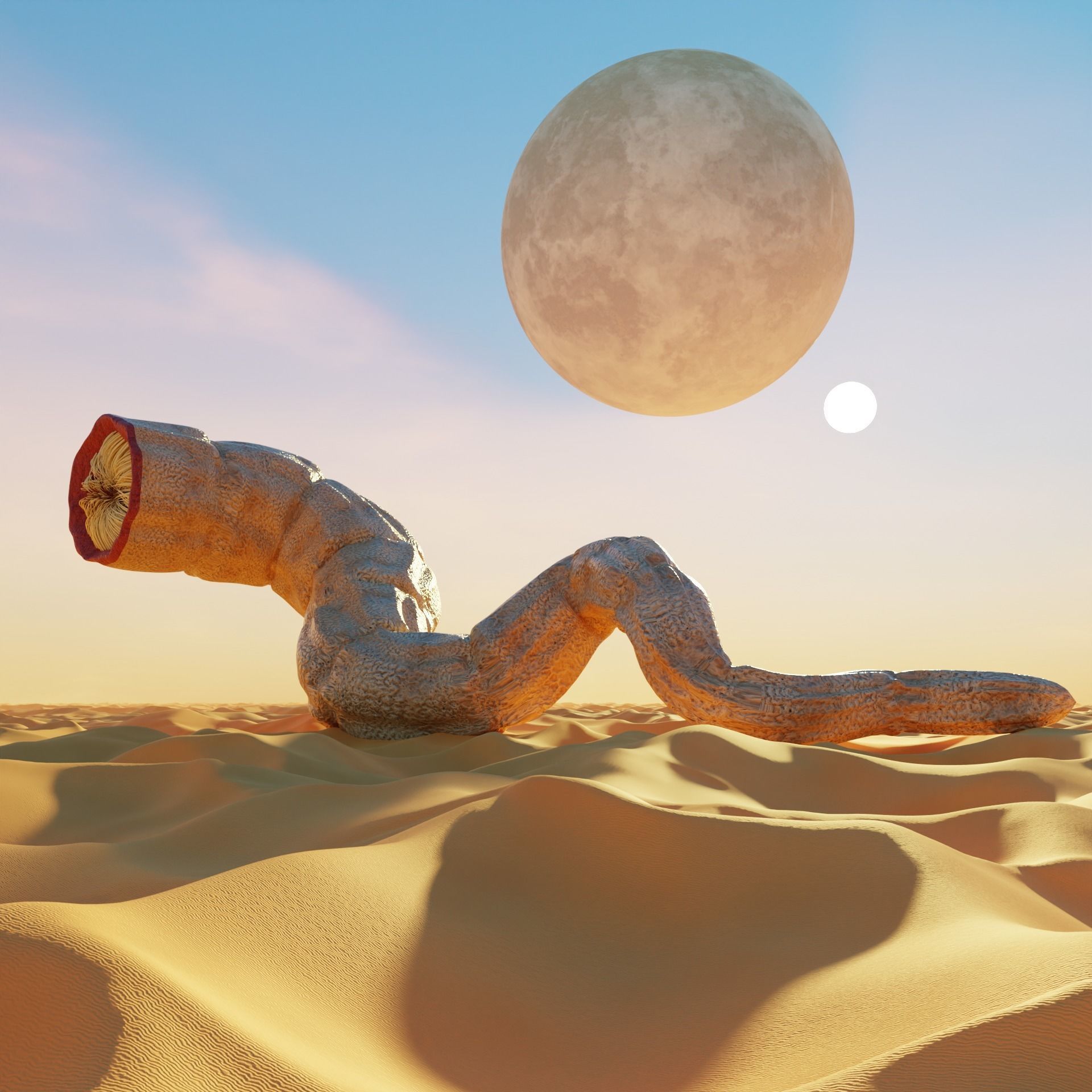 3D model Sand Dunes Worm -Rigged VR / AR / low-poly | CGTrader