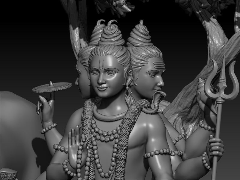 God Dattatreya Idol 3D model 3D printable | CGTrader