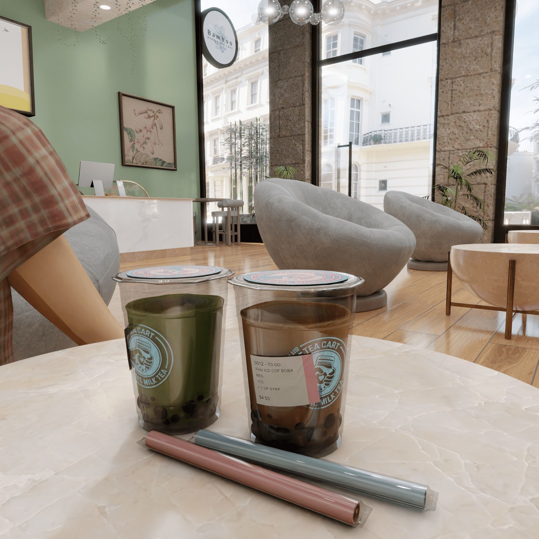 Bamboo Bubble Tea Cafe Blender Scene 3D model | CGTrader