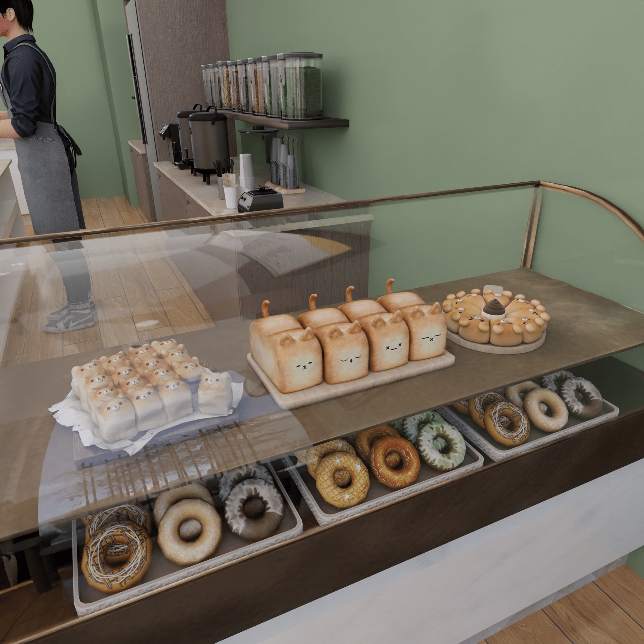 Bamboo Bubble Tea Cafe Blender Scene 3D model | CGTrader