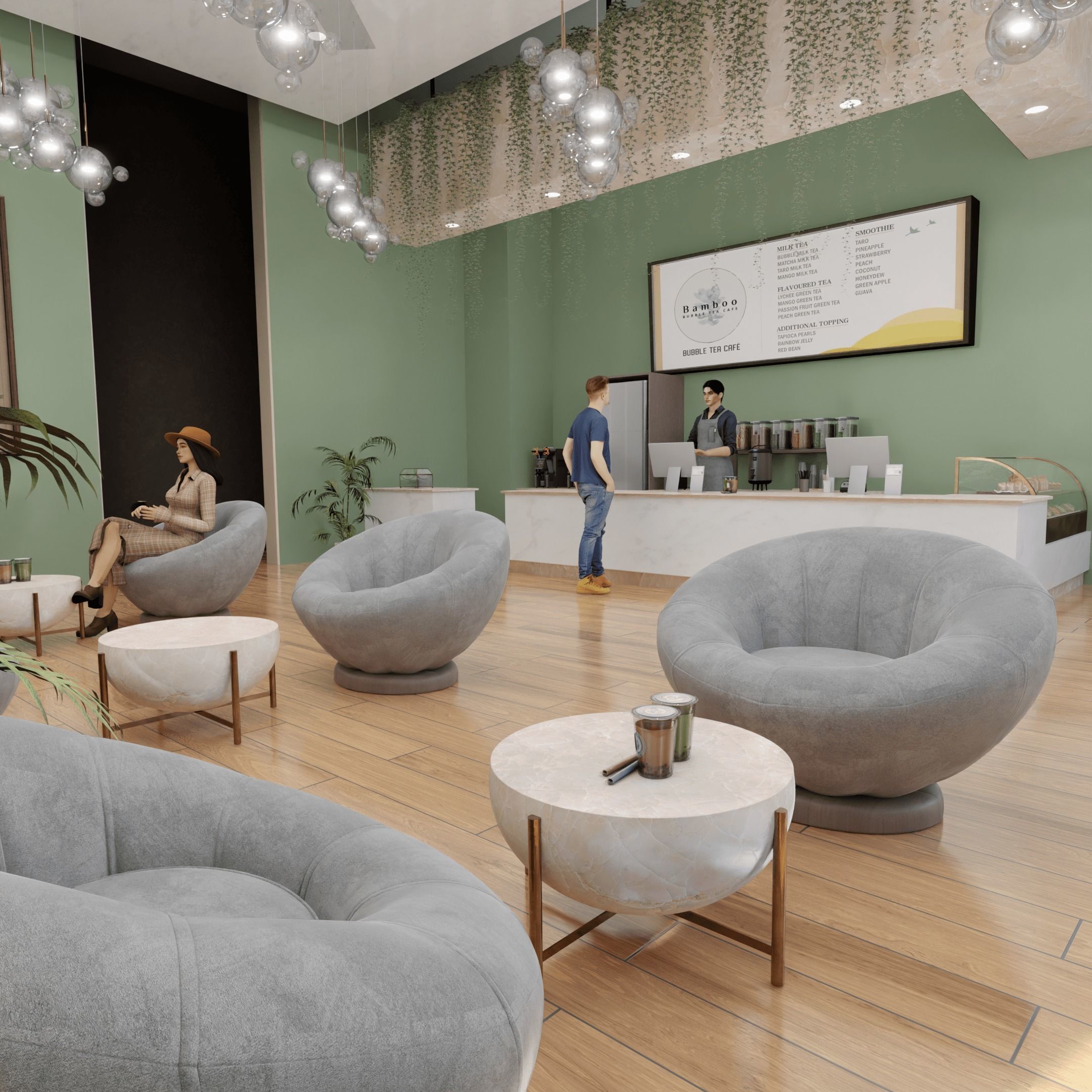 Bamboo Bubble Tea Cafe Blender Scene 3D model | CGTrader