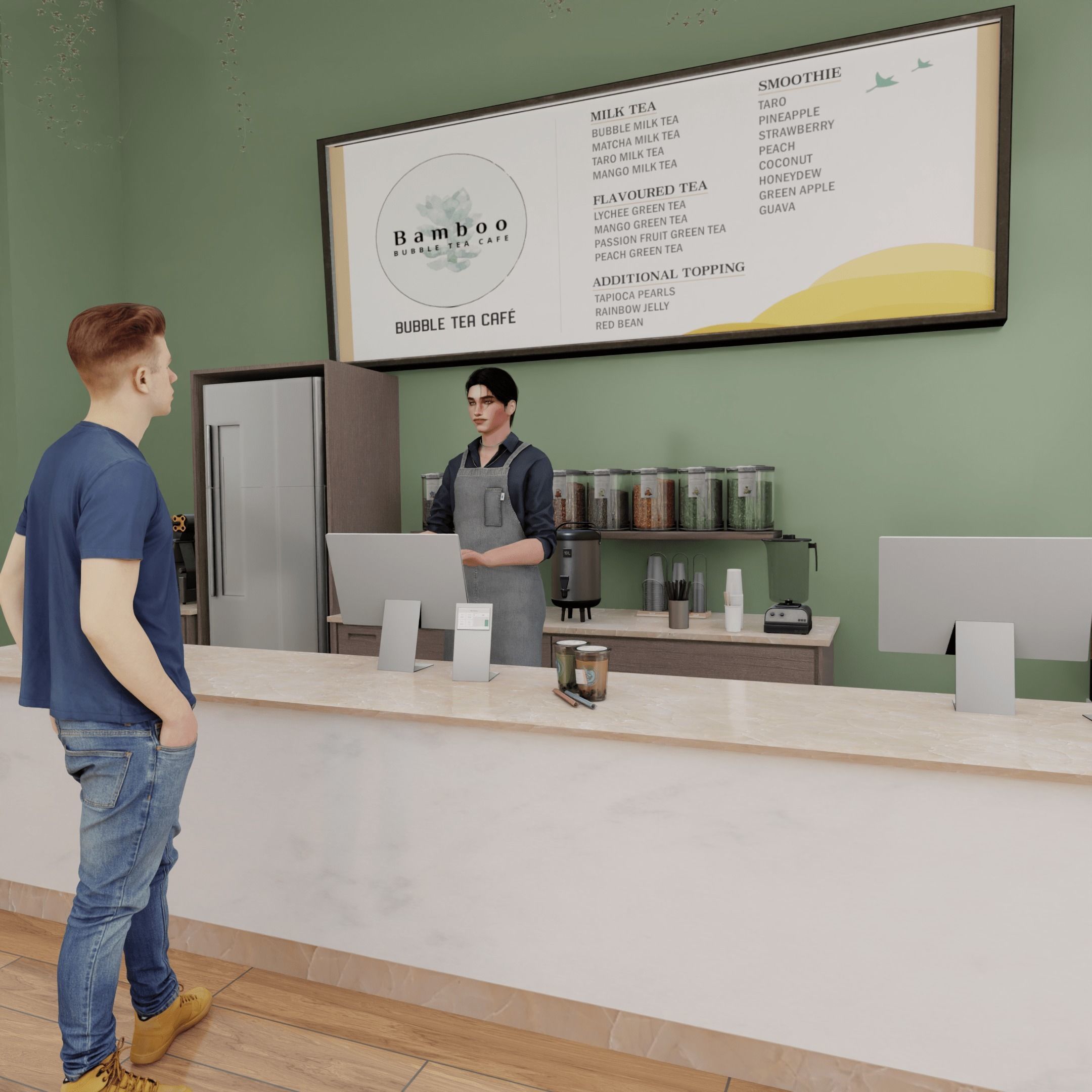 Bamboo Bubble Tea Cafe Blender Scene 3D model | CGTrader