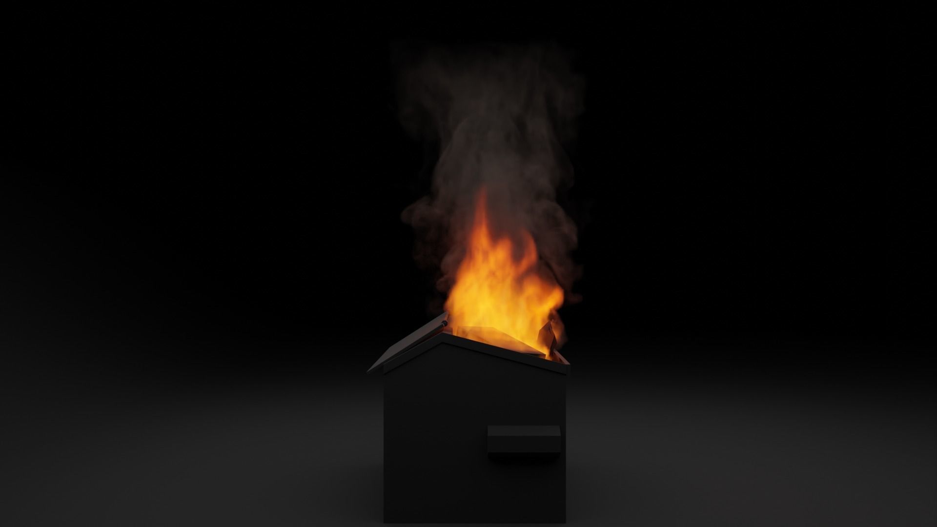 Burning dumpster vdb 3D model animated | CGTrader