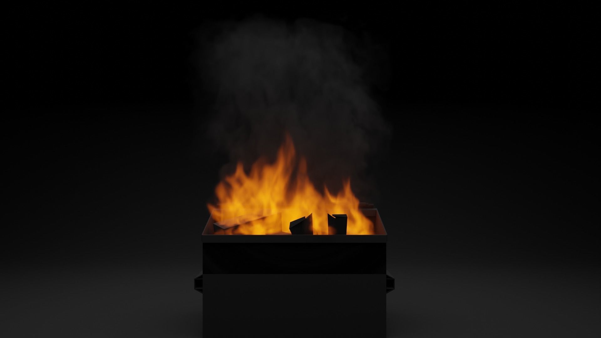 Burning dumpster vdb 3D model animated | CGTrader