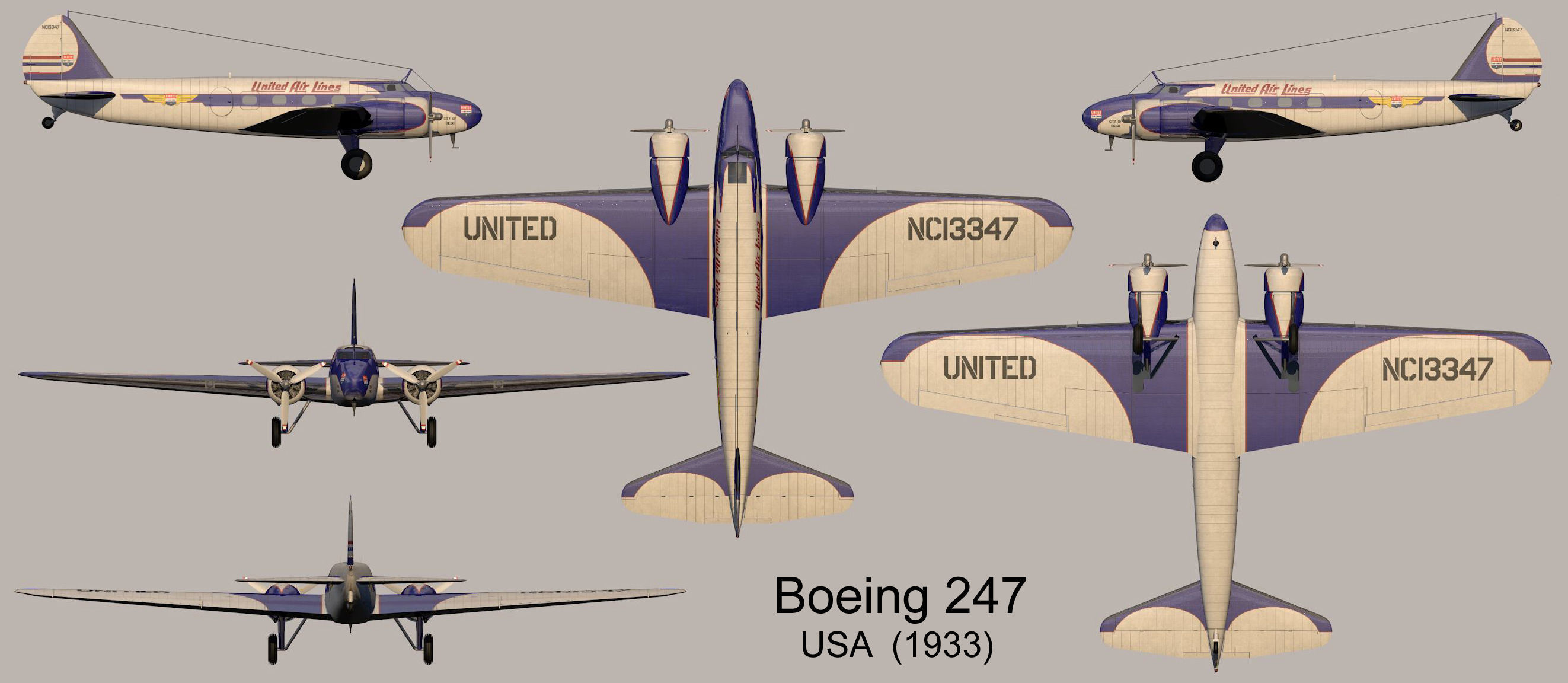 Boeing 247 - Boeing C-73 3D model | CGTrader