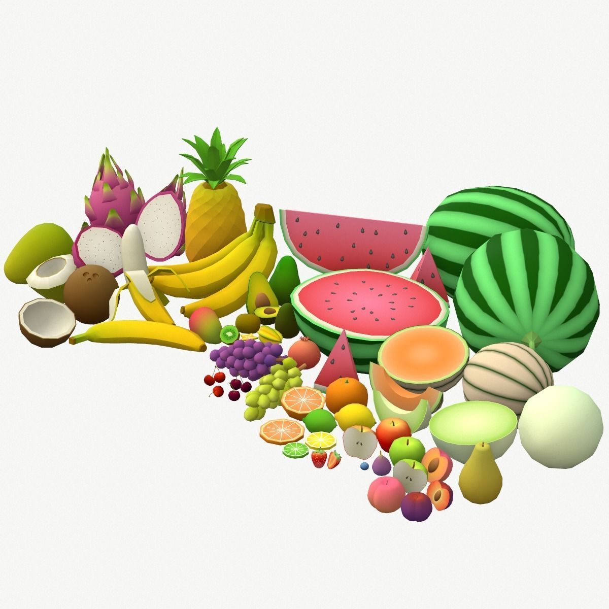 3D model Low Poly Fruit Set VR / AR / low-poly | CGTrader