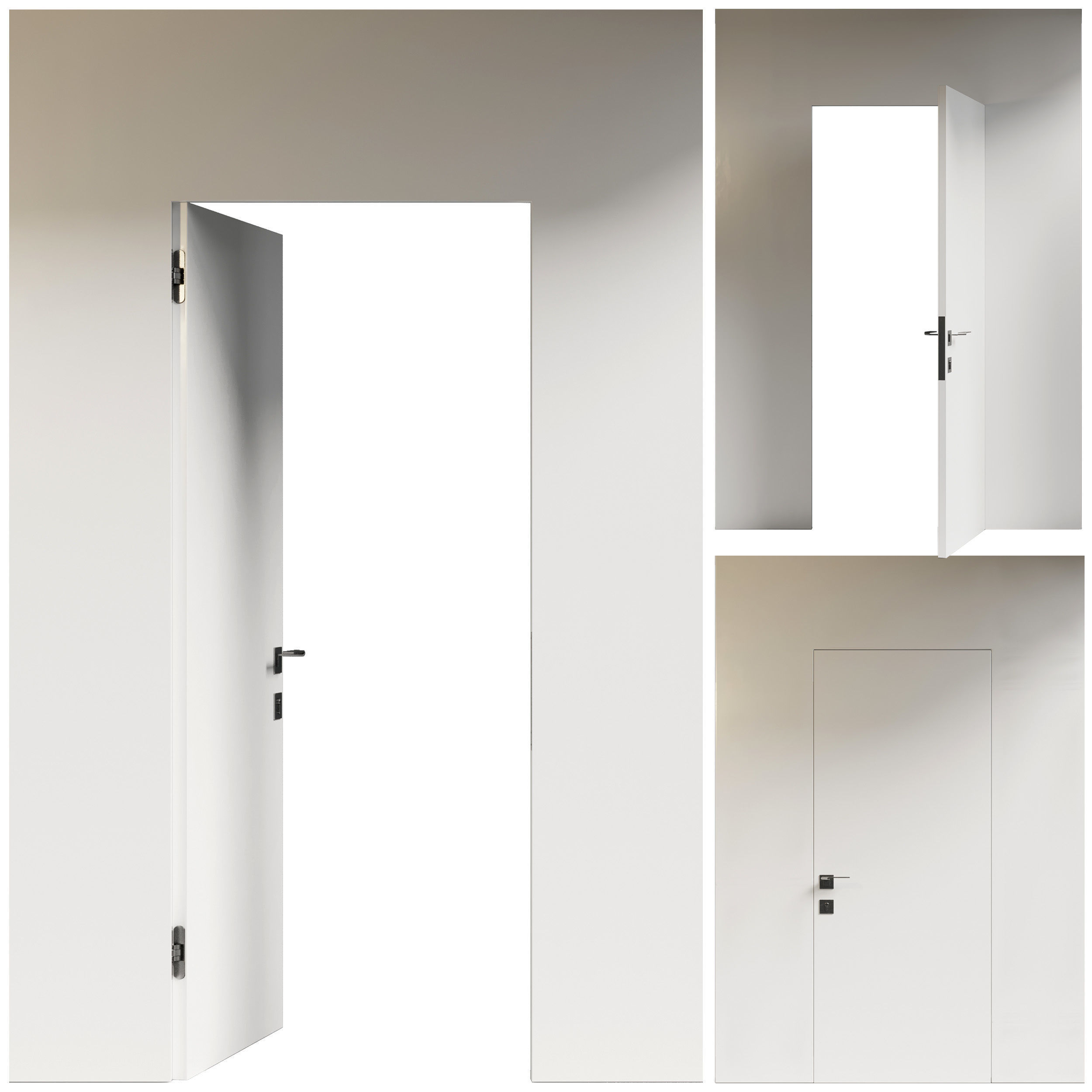 3D model Hidden door and half-open door Goo-Ki Door Handle VR / AR ...