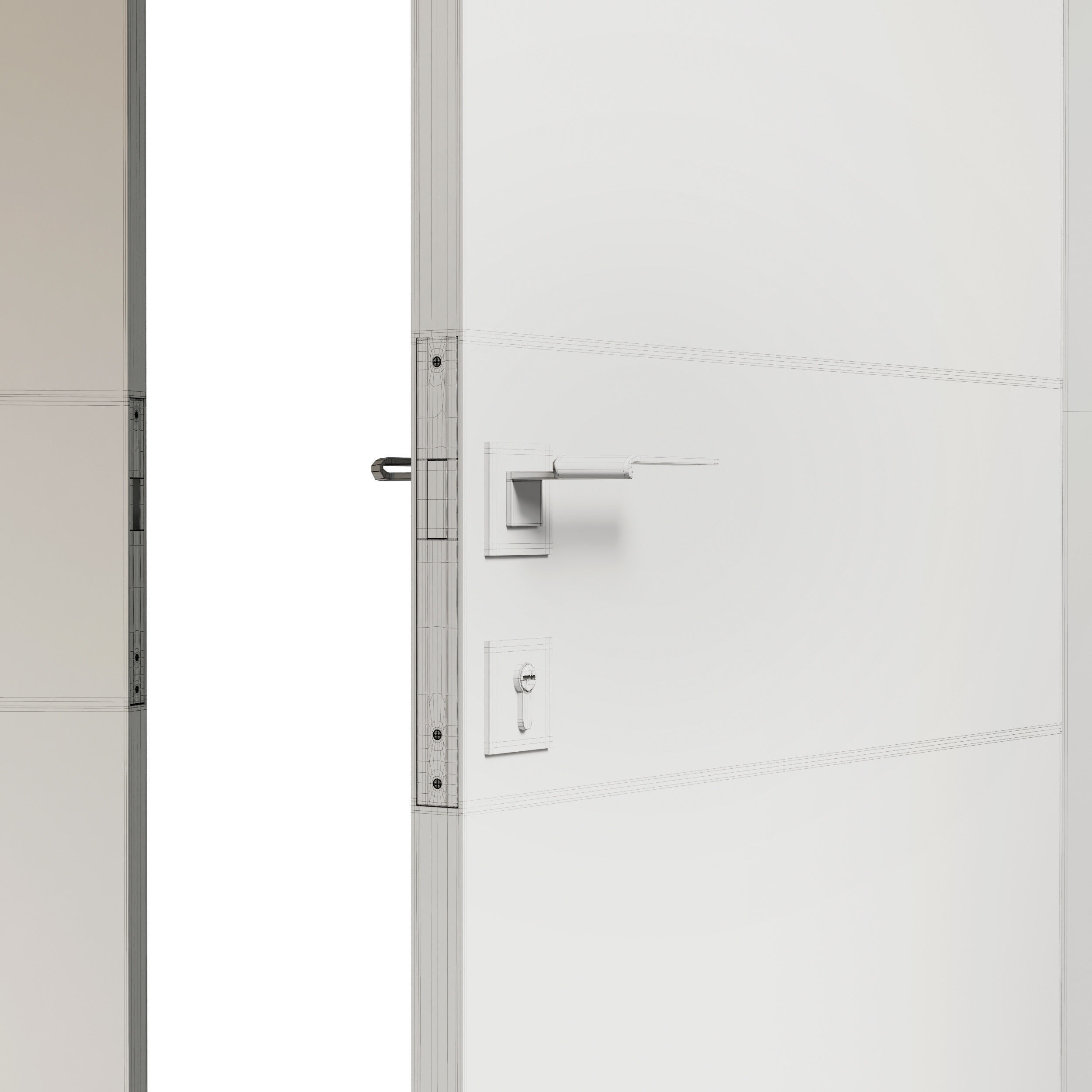 3D model Hidden door and half-open door Goo-Ki Door Handle VR / AR ...