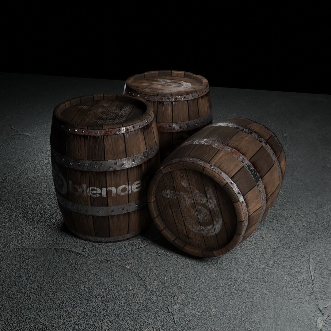 Wooden Barrel with Blender Logo free VR / AR / low-poly 3D model | CGTrader