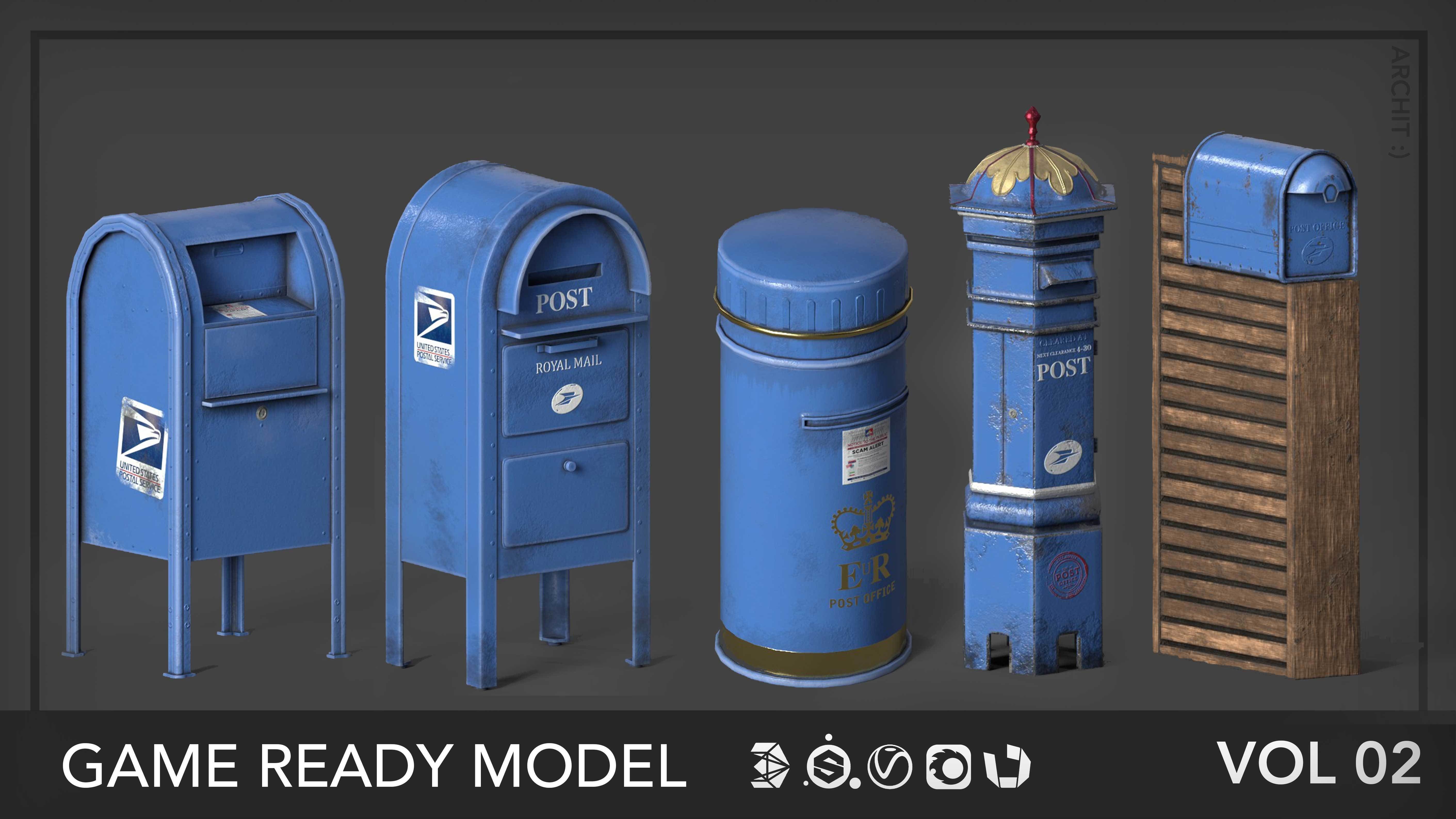3D model 10 Mail Box VR / AR / low-poly | CGTrader