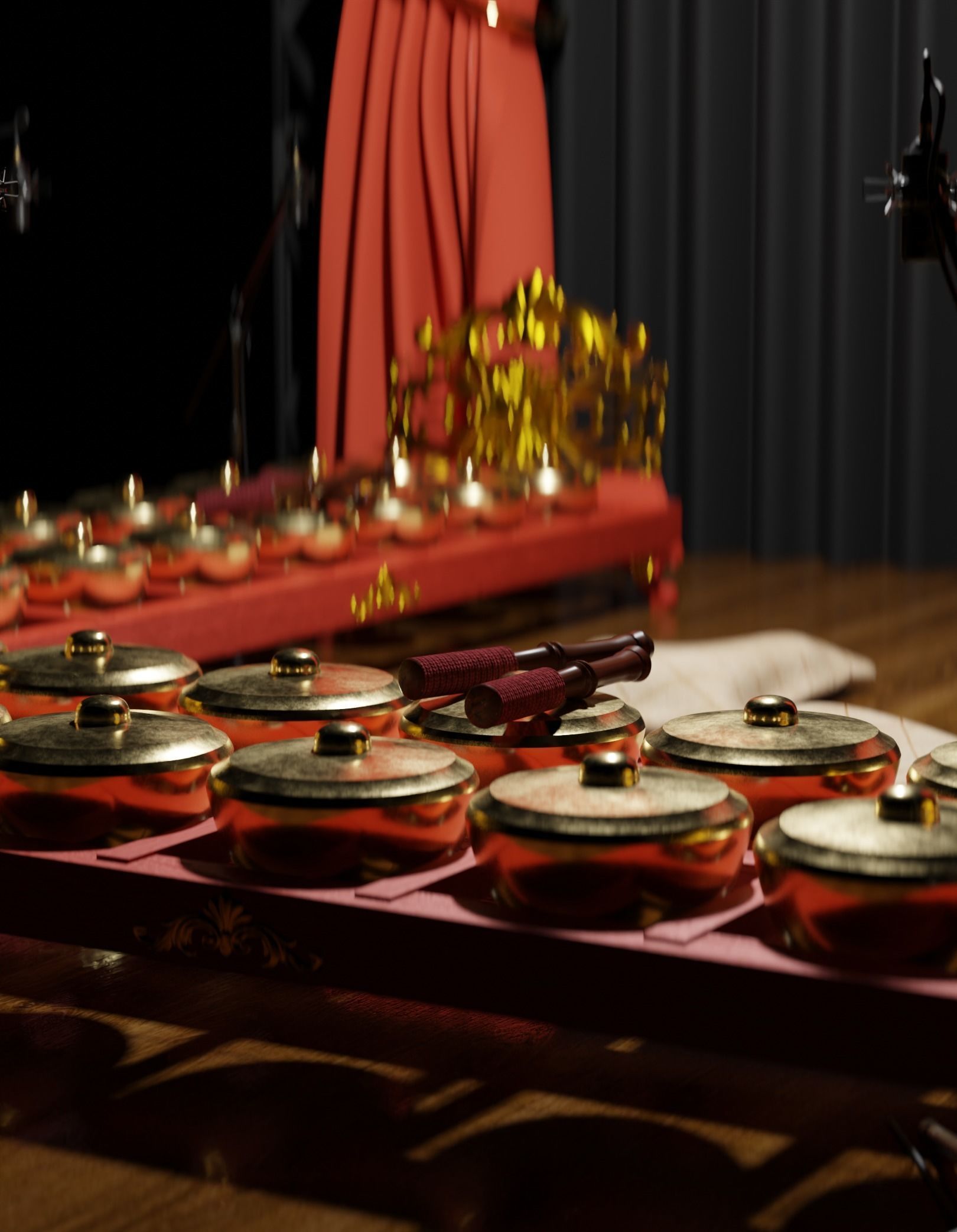 Gamelan Bonang Traditional Musical Instrument 3D model | CGTrader