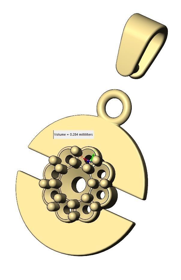 Diamond cluster round split pendant with bail 3D model 3D printable ...