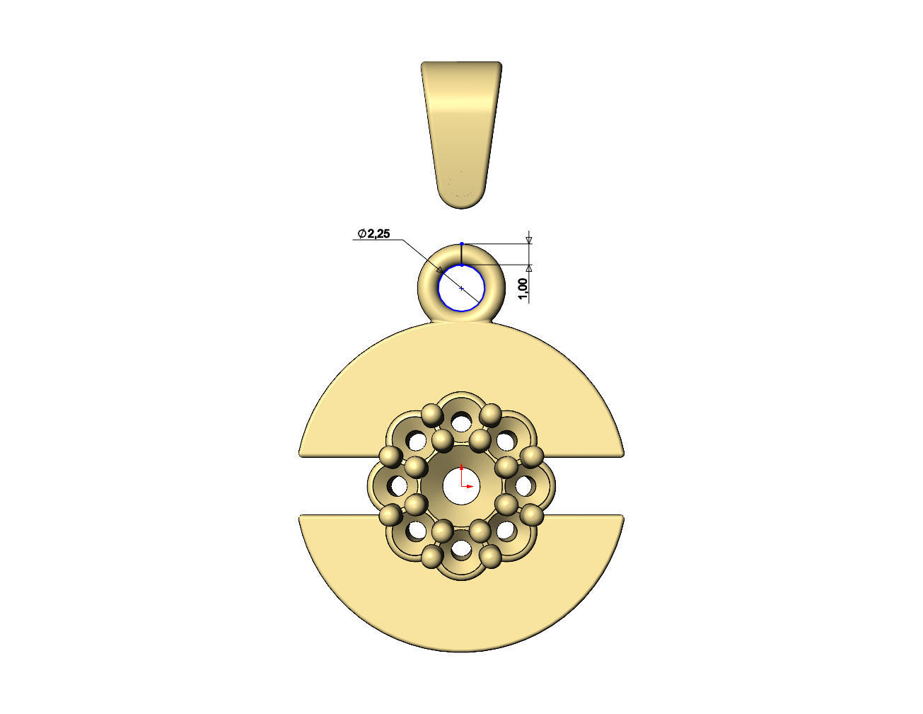 Diamond cluster round split pendant with bail 3D model 3D printable ...