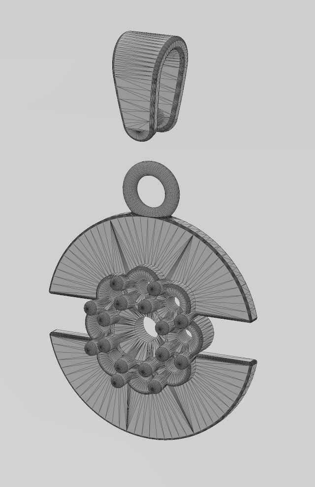 Diamond cluster round split pendant with bail 3D model 3D printable ...