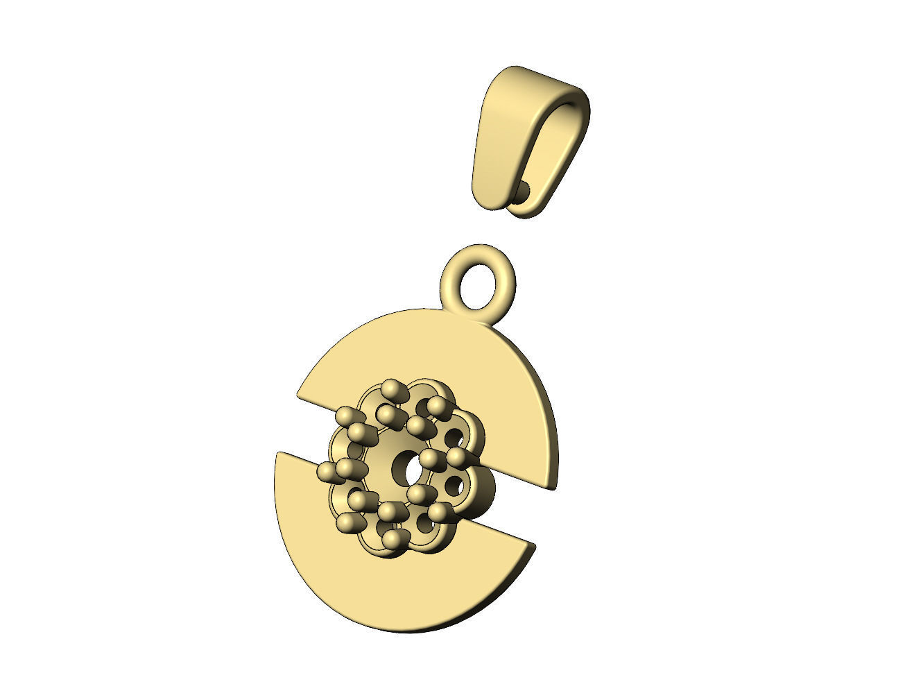 Diamond cluster round split pendant with bail 3D model 3D printable ...