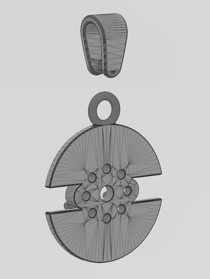 Diamond cluster round split pendant with bail 3D model 3D printable ...