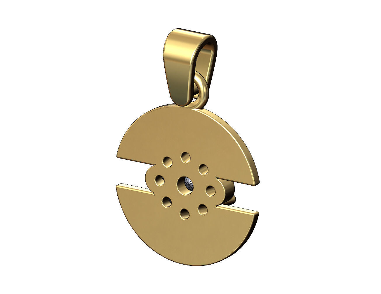 Diamond cluster round split pendant with bail 3D model 3D printable ...