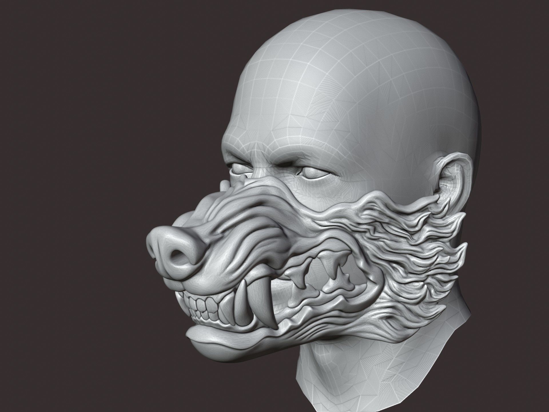 Wolf half face mask Ghost of Tsushima game cosplay 3D model 3D ...