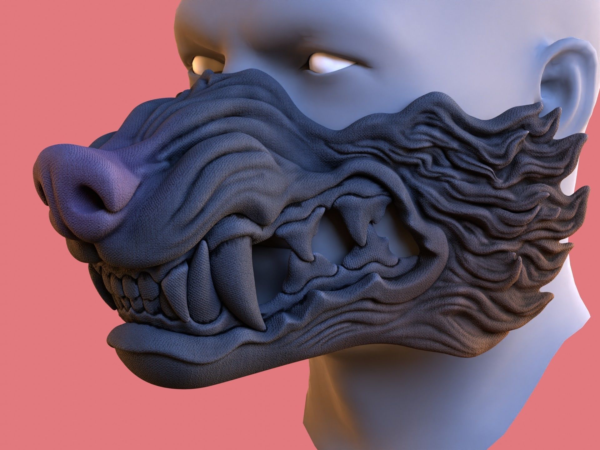 Wolf half face mask Ghost of Tsushima game cosplay 3D model 3D ...