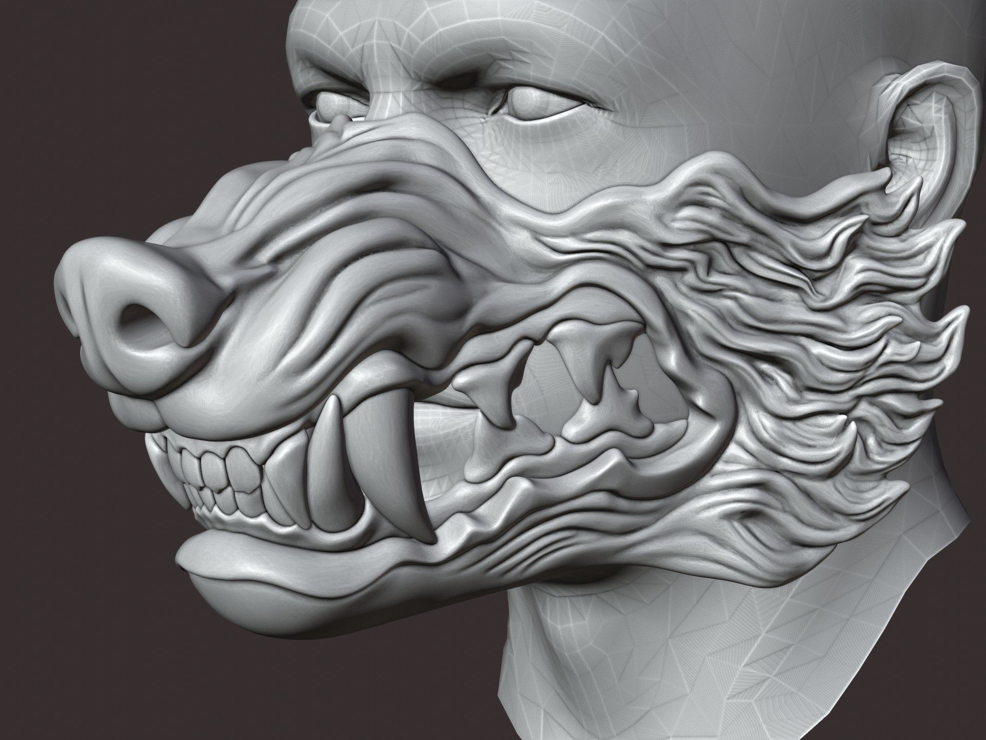 Wolf half face mask Ghost of Tsushima game cosplay 3D model 3D ...