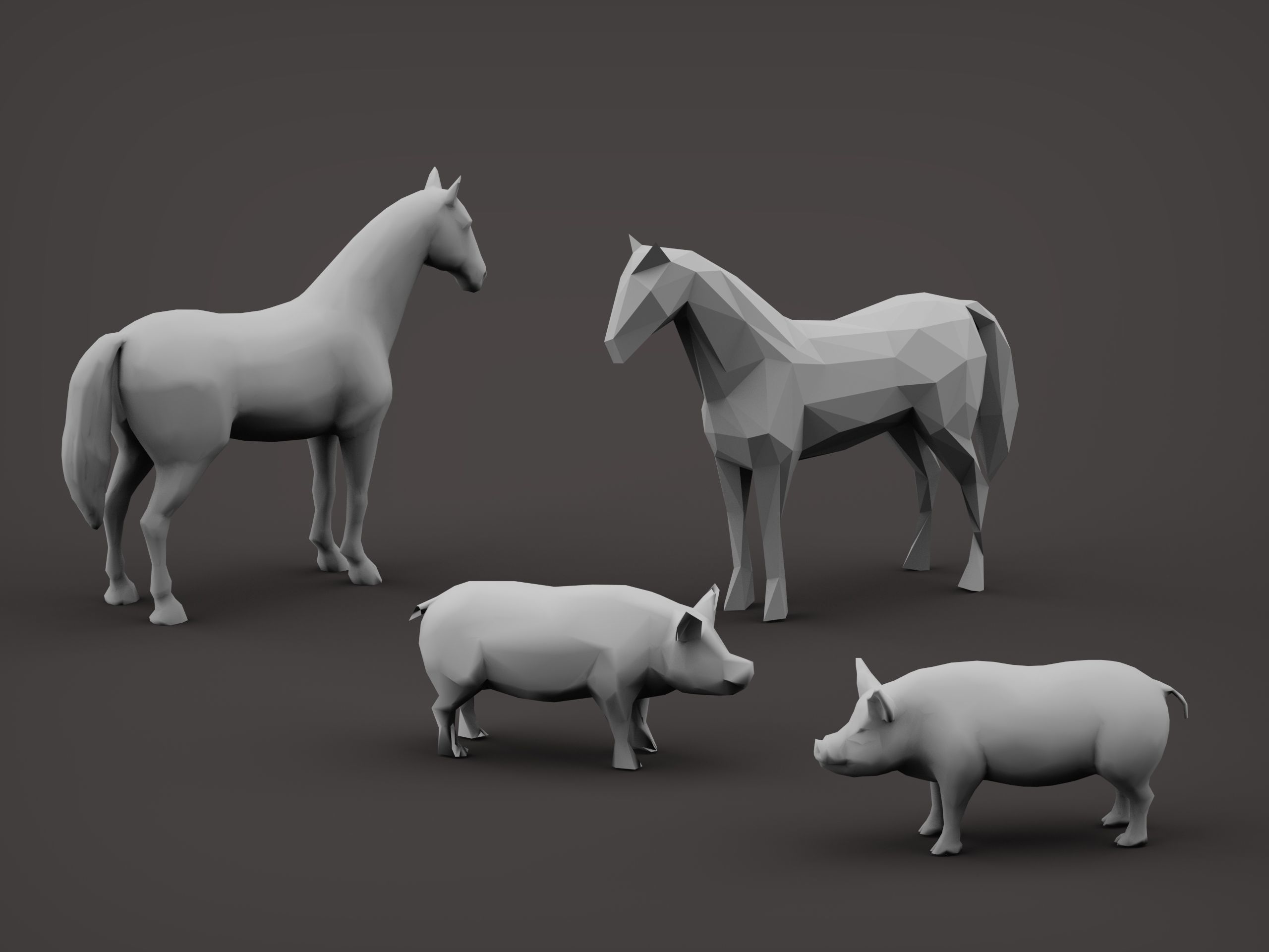 3D model Farm animals pack VR / AR / low-poly | CGTrader