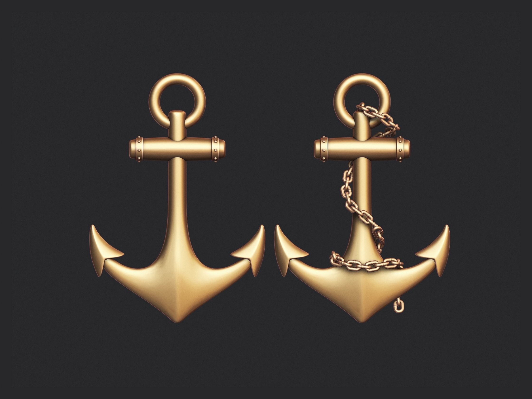 Anchor gold 3D model 3D printable | CGTrader