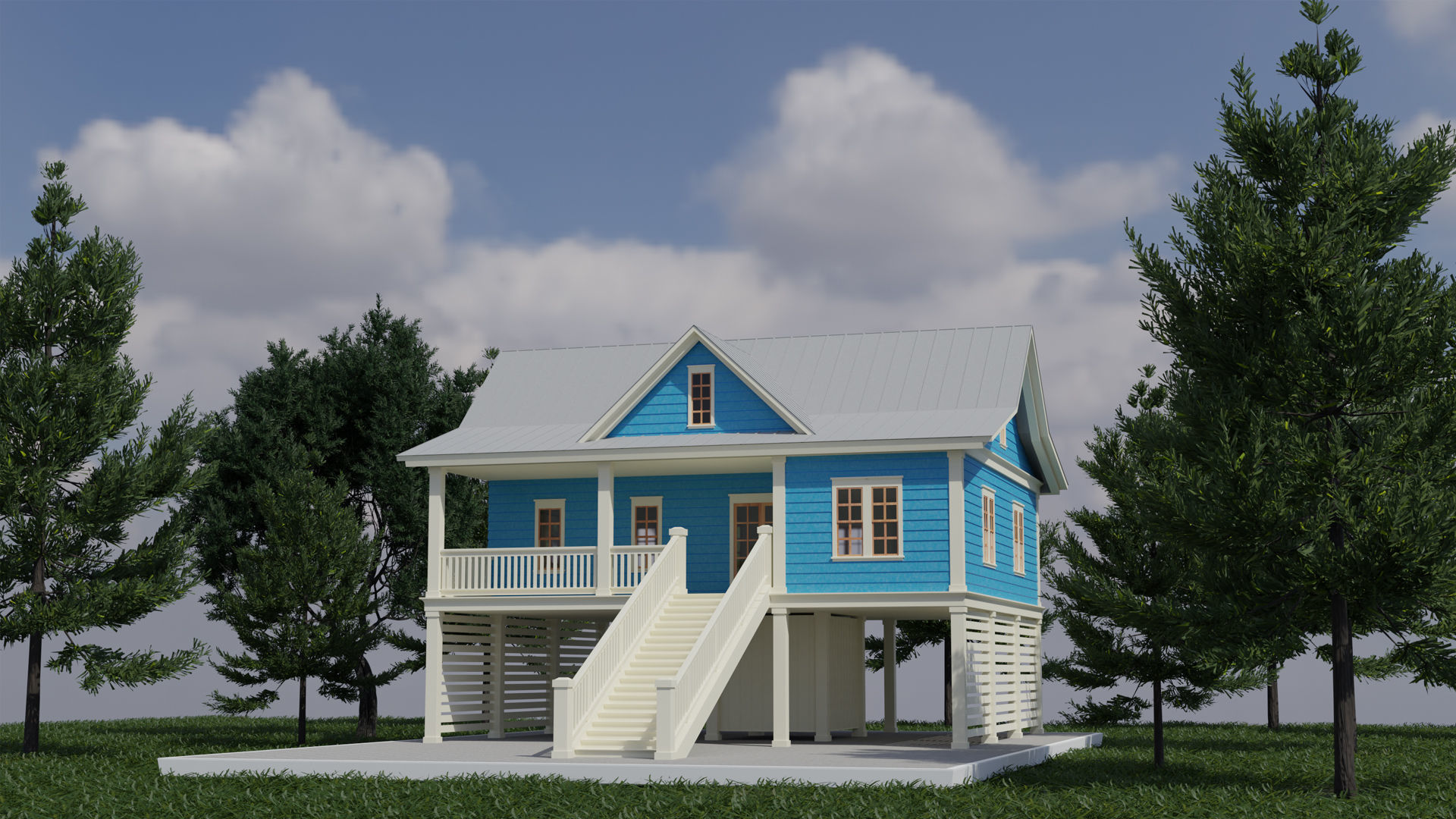 3D model Semi Modern House 1 VR / AR / low-poly | CGTrader